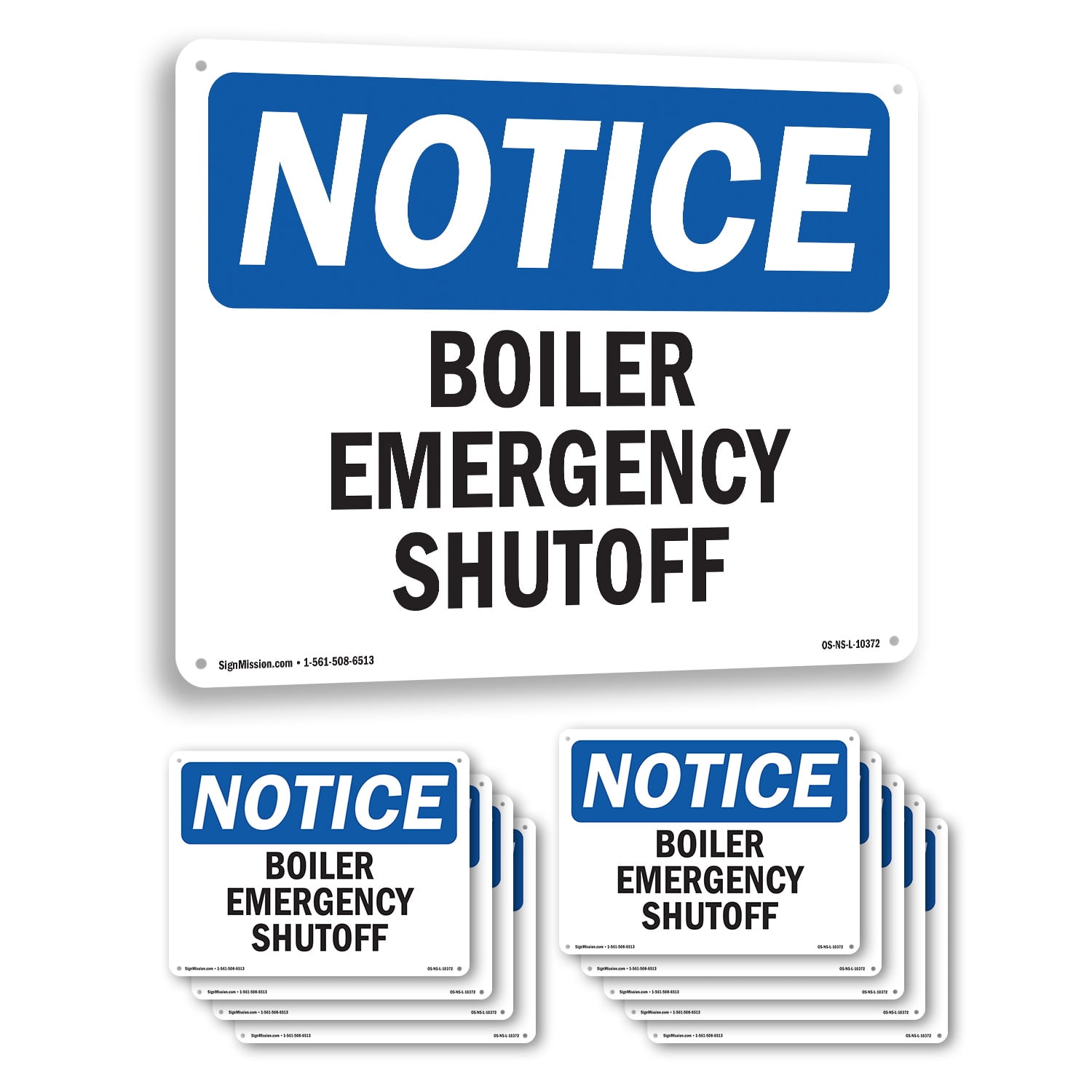 Boiler Emergency Shutoff OSHA Notice Rigid Plastic Sign 14 Inch x 10 ...