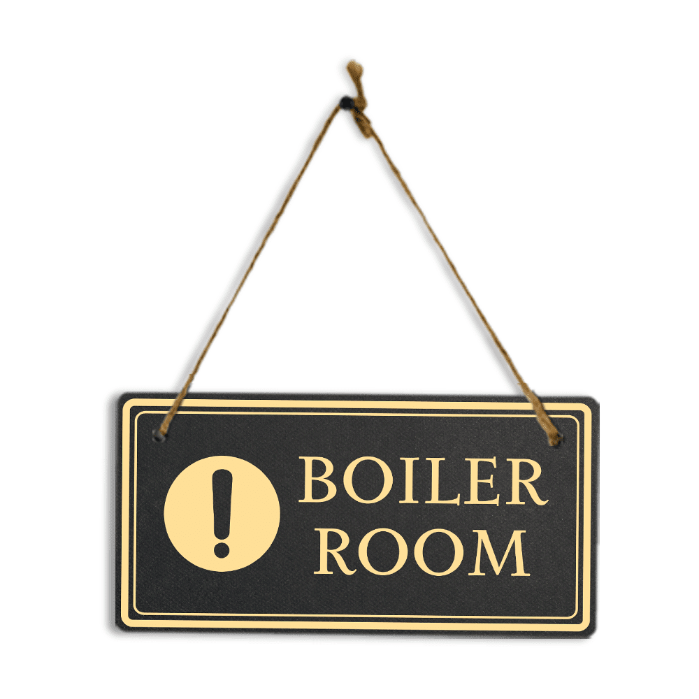 Boiler Room 5x10 Hanging Plus Wall or Door Sign | Rustic Twine ...