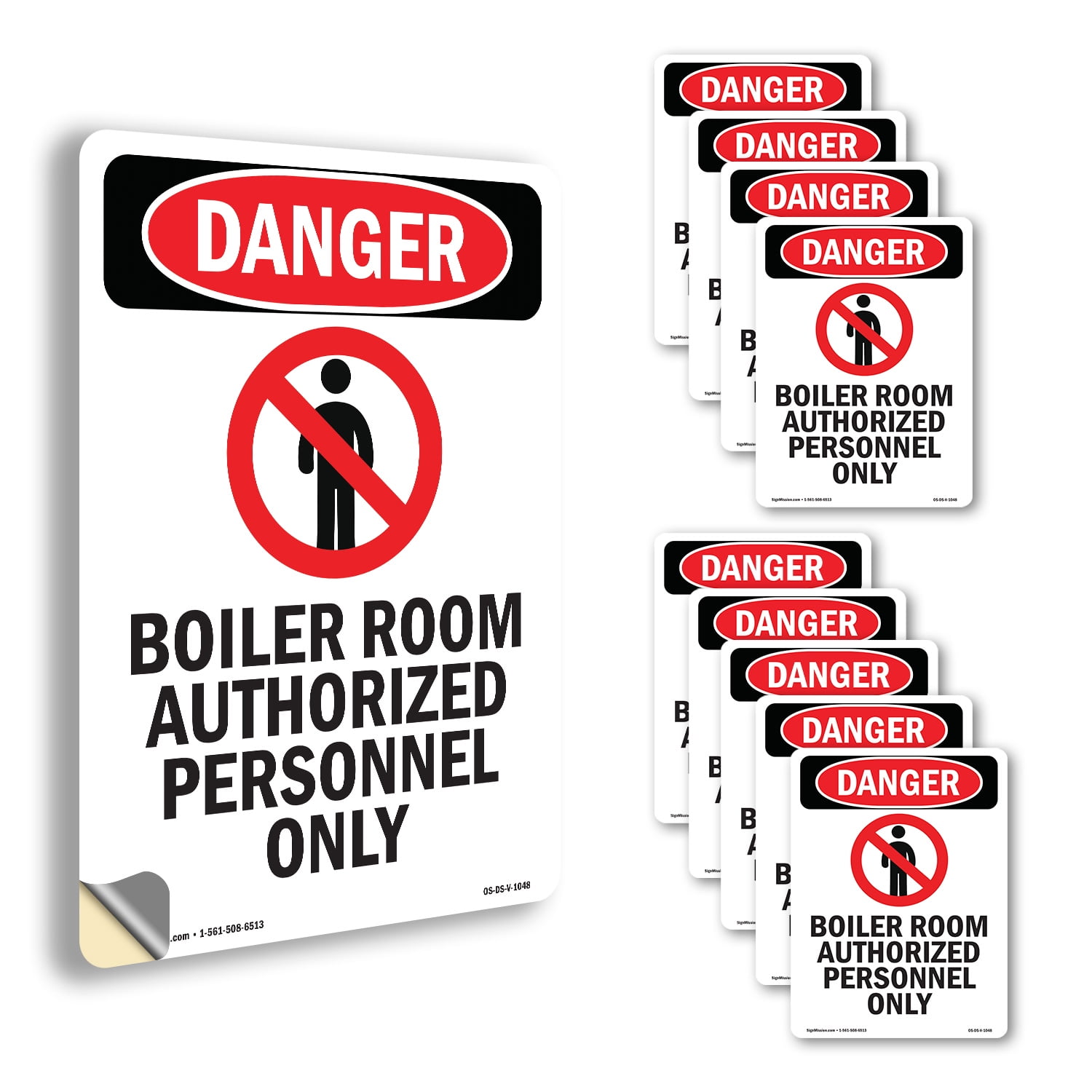 Boiler Room Authorized OSHA Danger Vinyl Decal Label 24 Inch x 18 Inch ...
