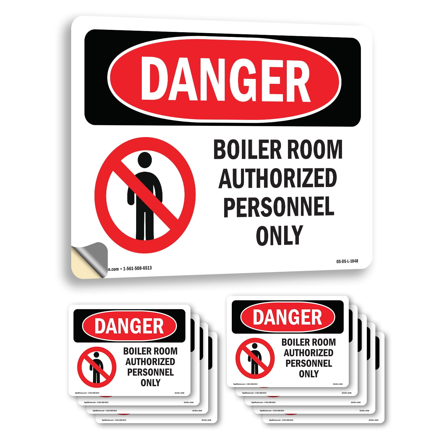 Boiler Room Authorized Personnel Only OSHA Danger Vinyl Decal Label 10 ...