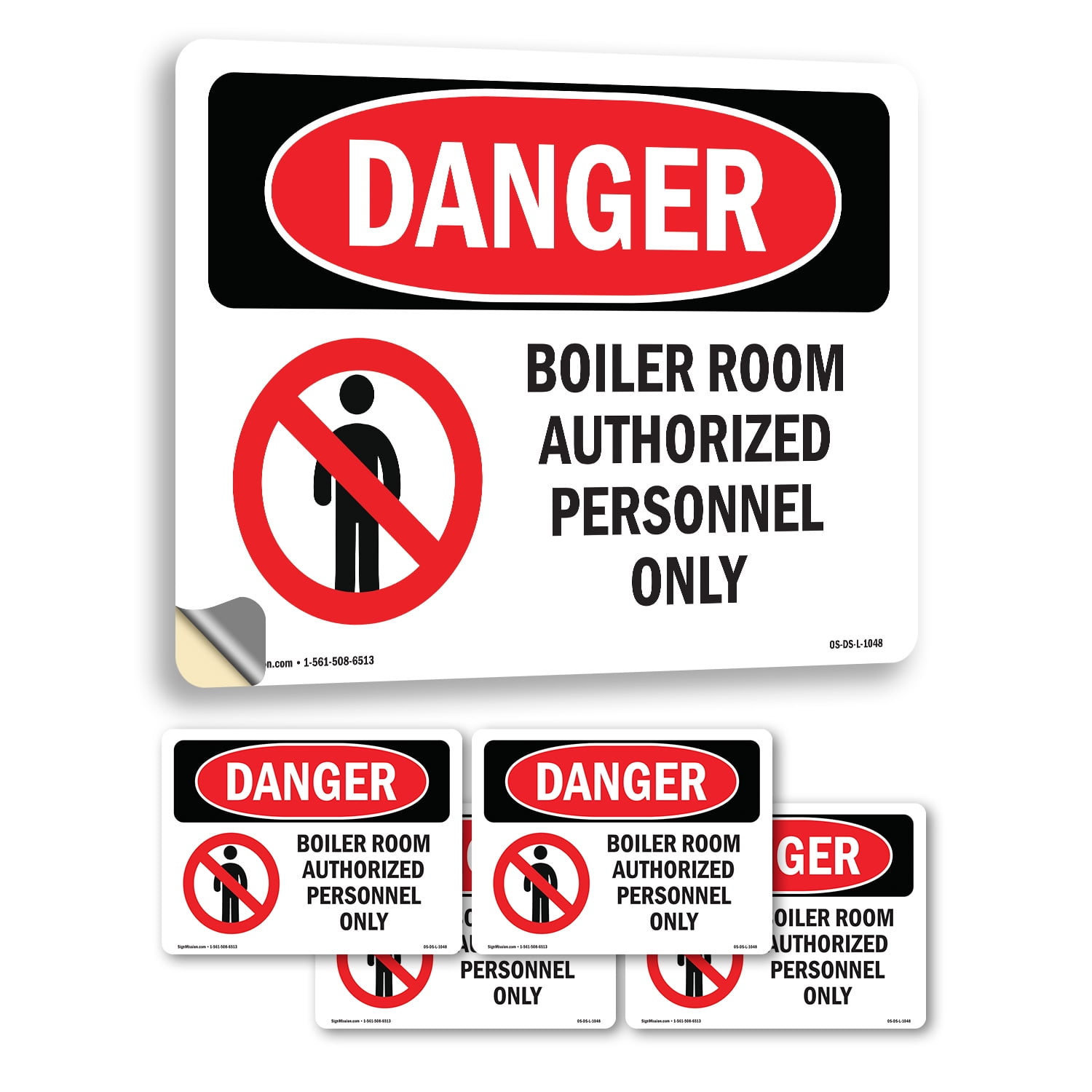 Boiler Room Authorized Personnel Only OSHA Danger Vinyl Decal Label 5 ...