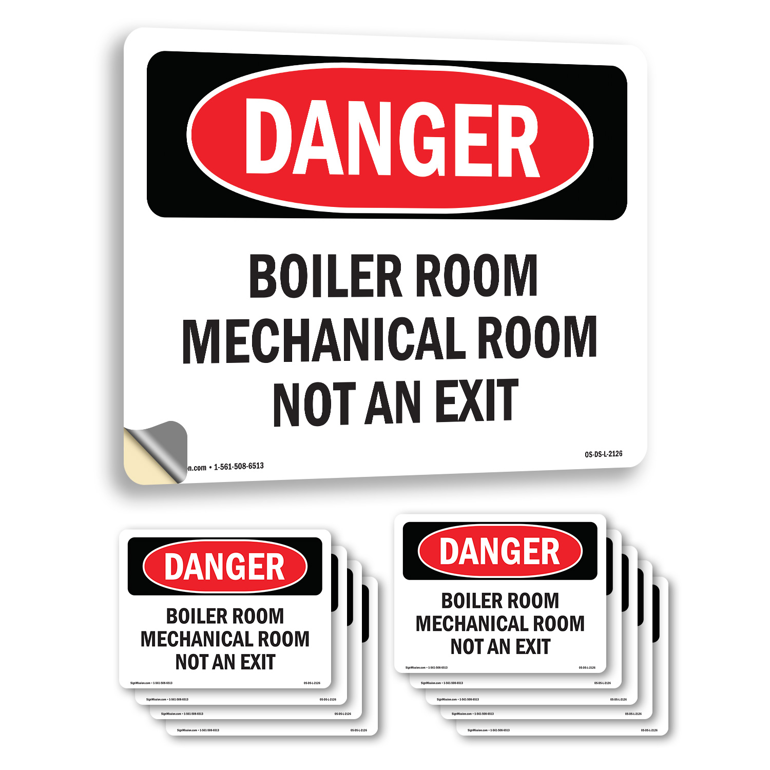Boiler Room Mechanical Room Not An Exit OSHA Danger Vinyl Decal Label ...