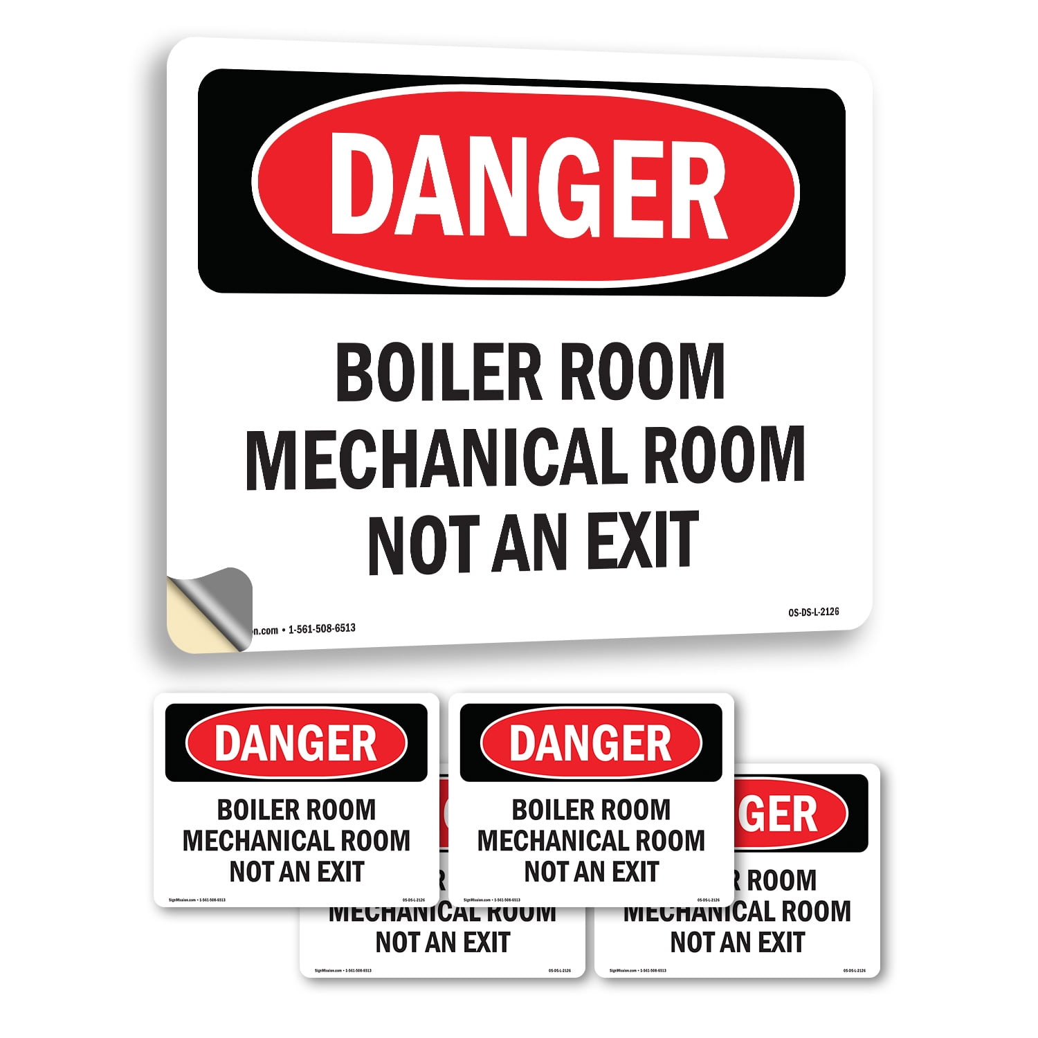 Boiler Room Mechanical Room Not An Exit OSHA Danger Vinyl Decal Label ...