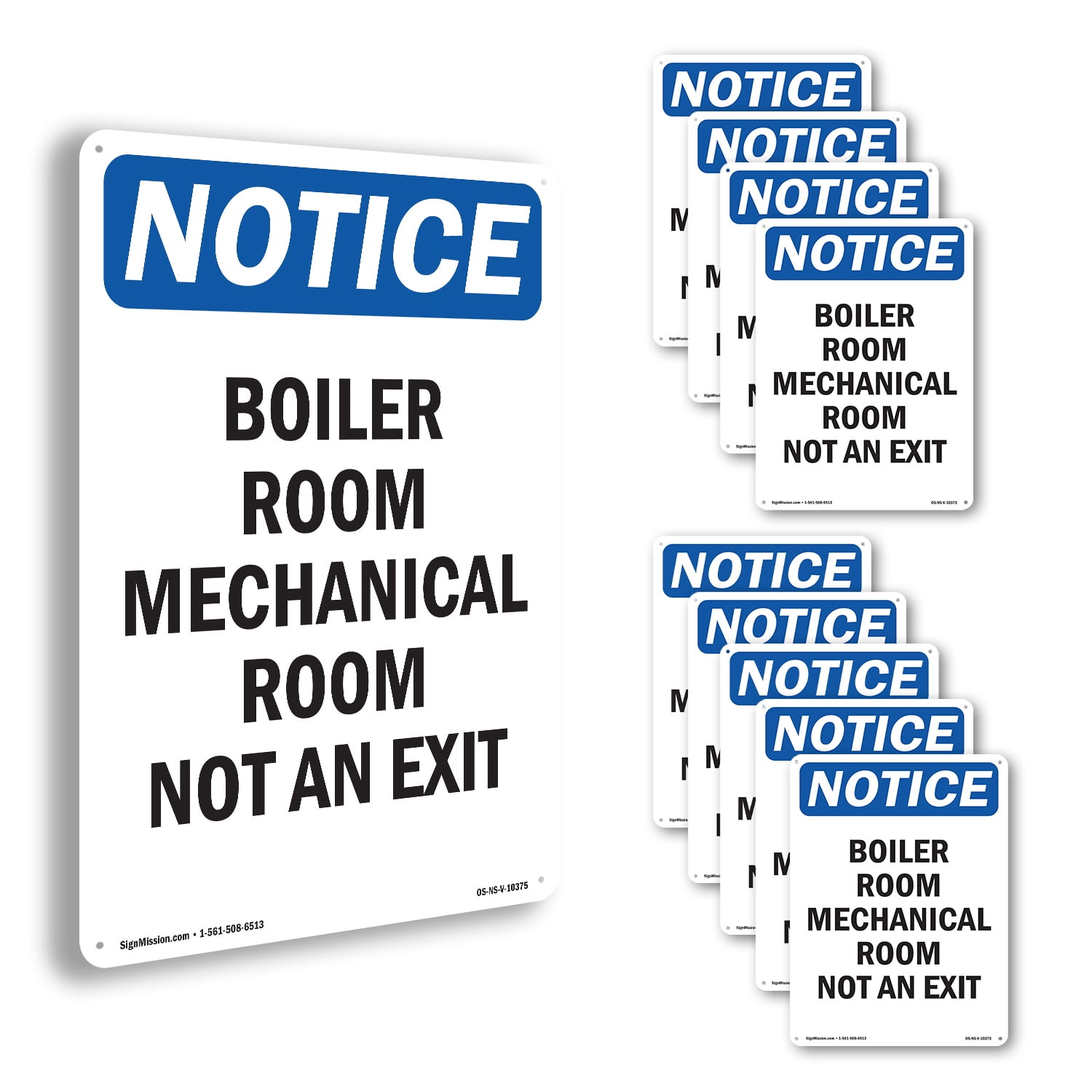 Boiler Room Mechanical Room Not An Exit OSHA Notice Aluminum Sign 10 ...