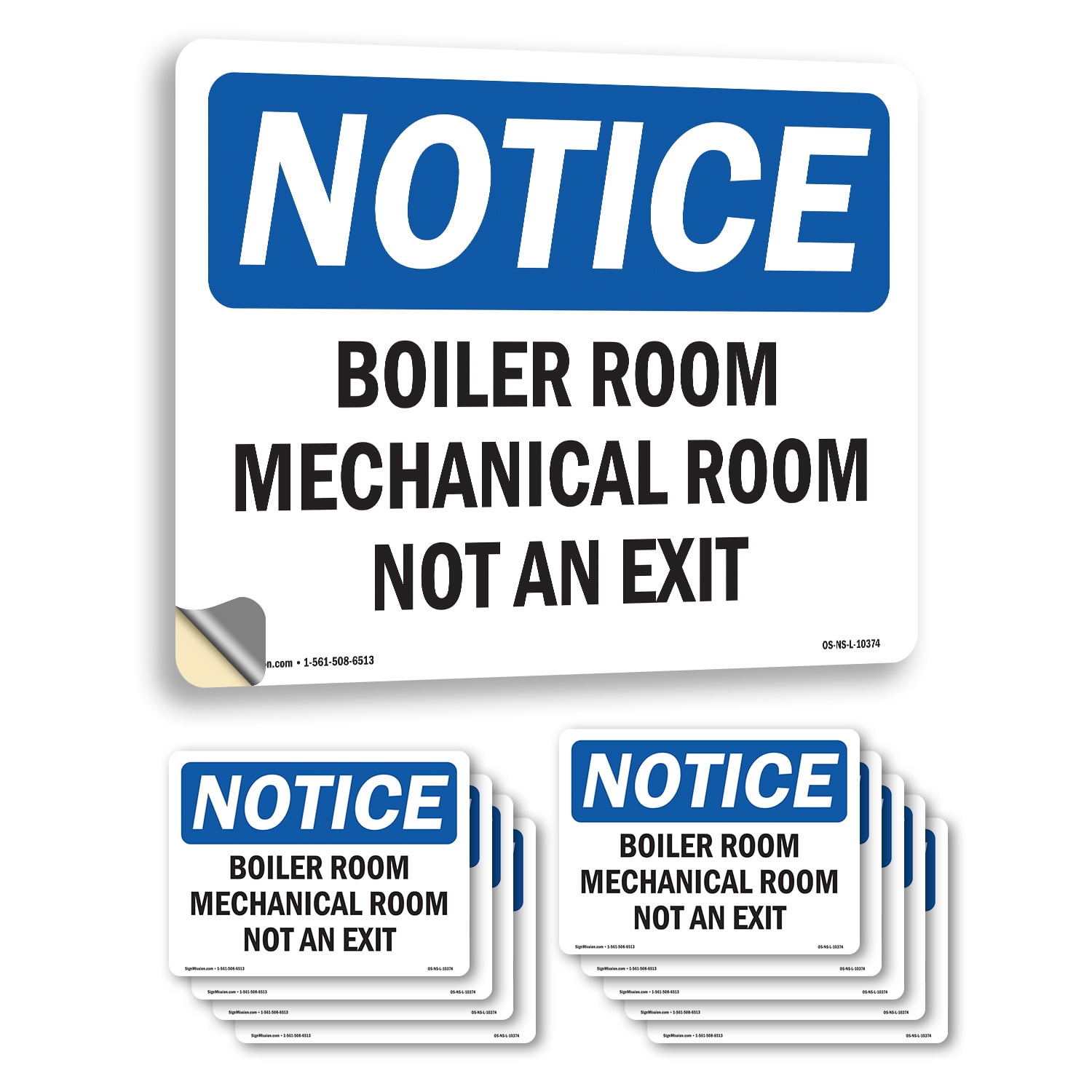 Boiler Room Mechanical Room Not An Exit OSHA Notice Vinyl Decal Label ...