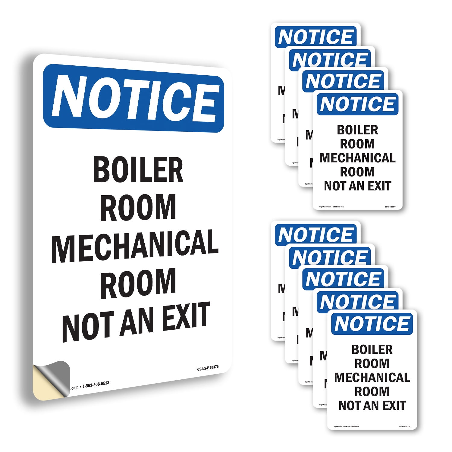 Boiler Room Mechanical Room Not An Exit OSHA Notice Vinyl Decal Label 5 ...