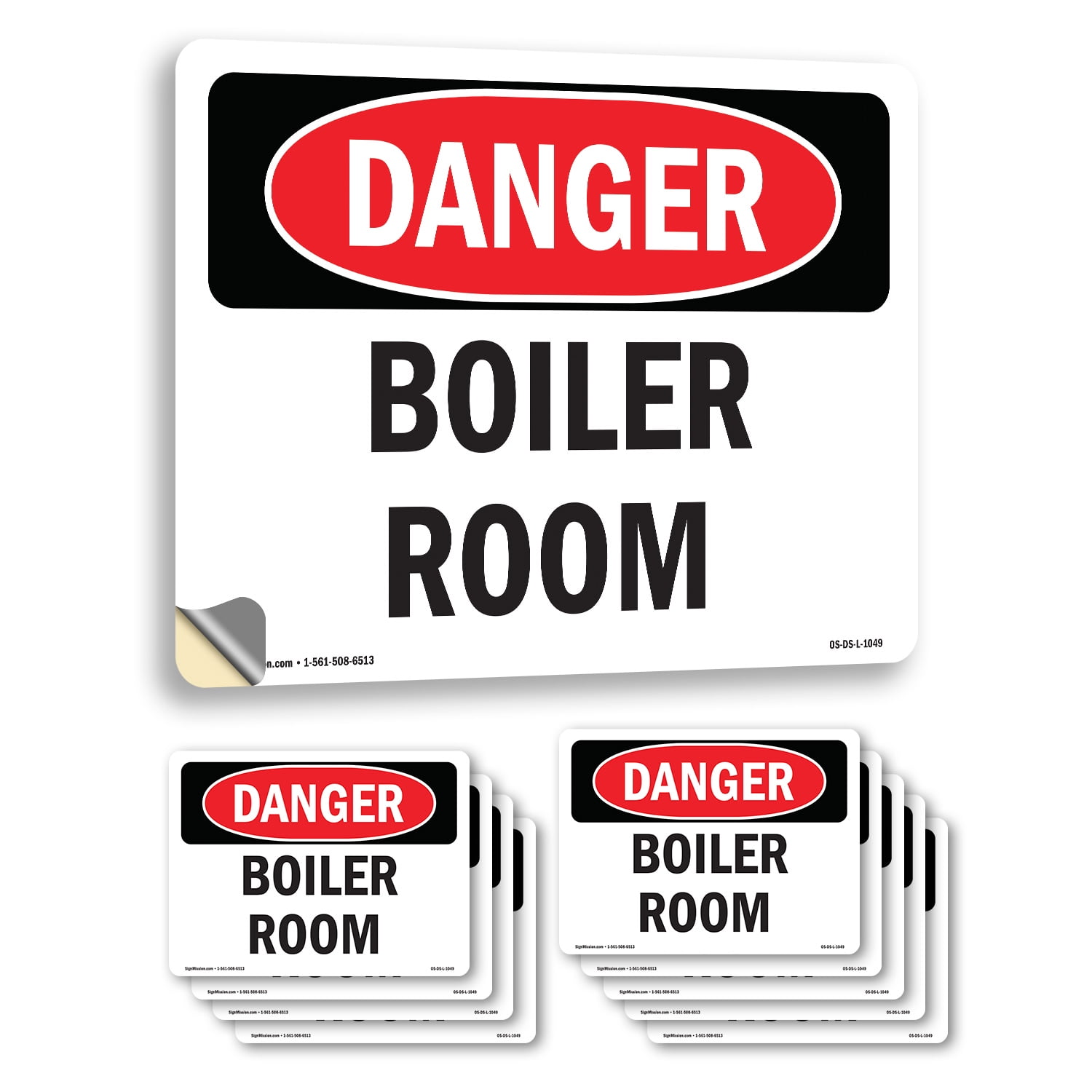 Boiler Room OSHA Danger Vinyl Decal Label 24 Inch x 18 Inch - 10 Pack ...