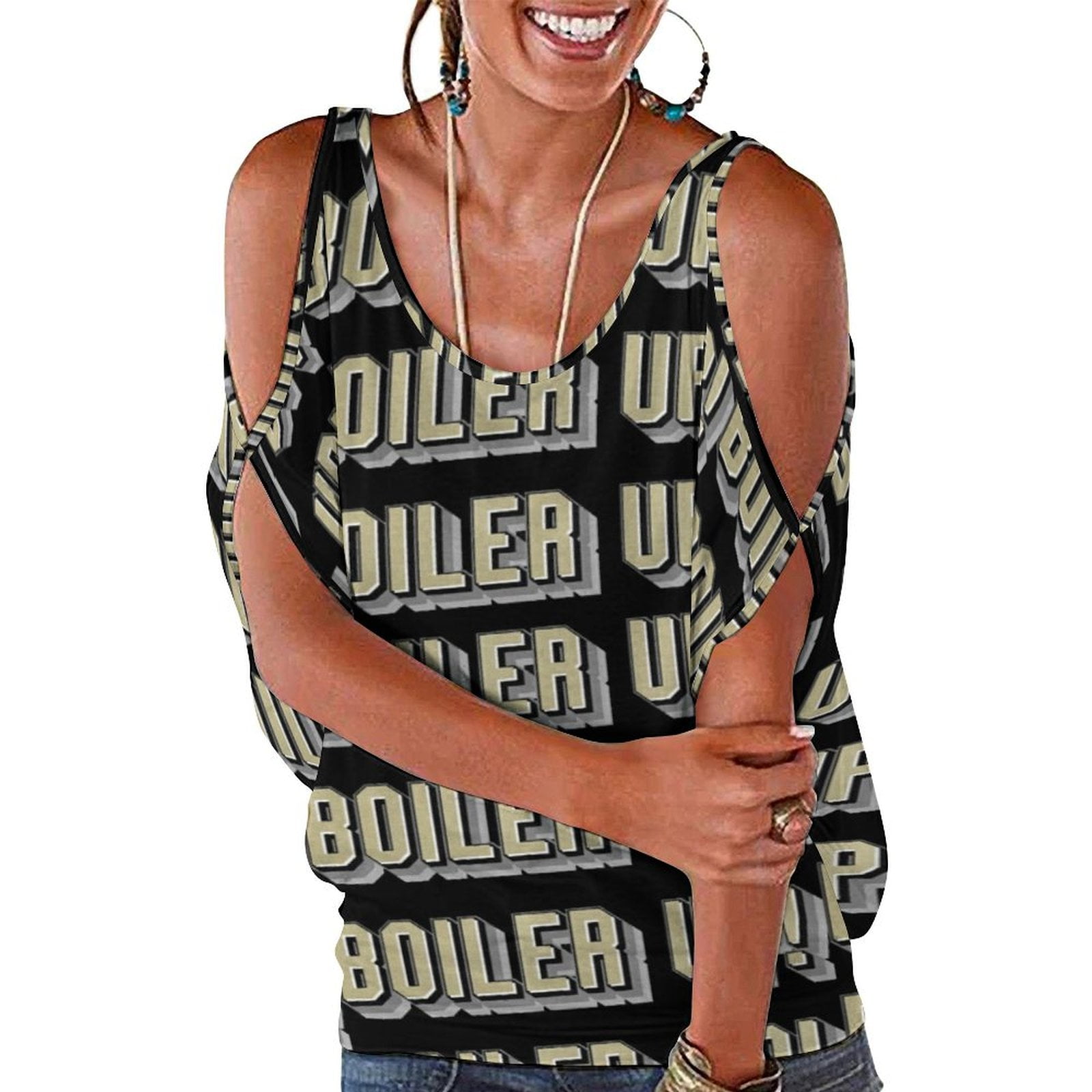 Boiler Up! Casual Womens Summer Off The Shoulder Tops T Shirts U Neck ...