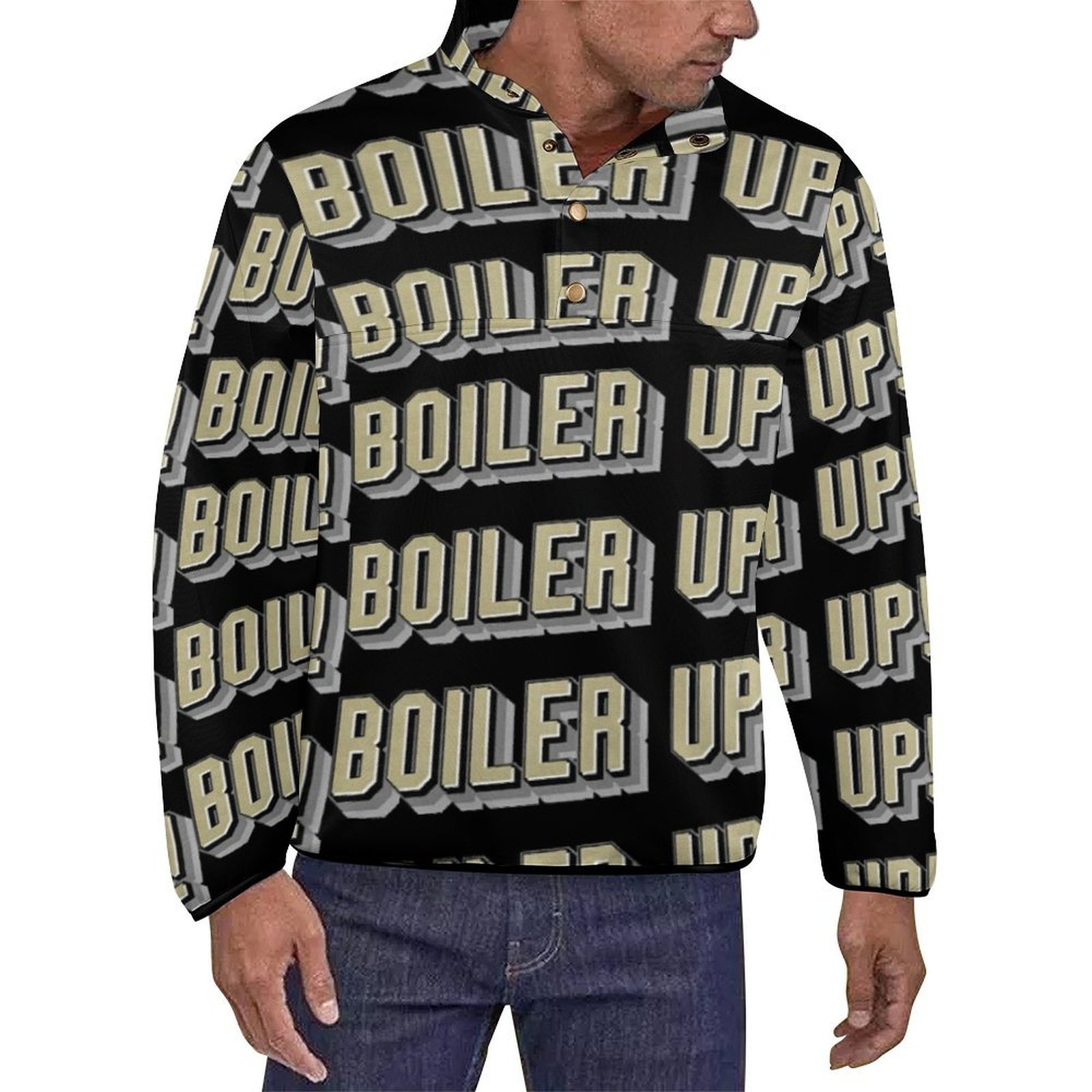 Boiler Up! Men's Stand Collar Sweater Long Sleeve Clothing Loose Fit ...