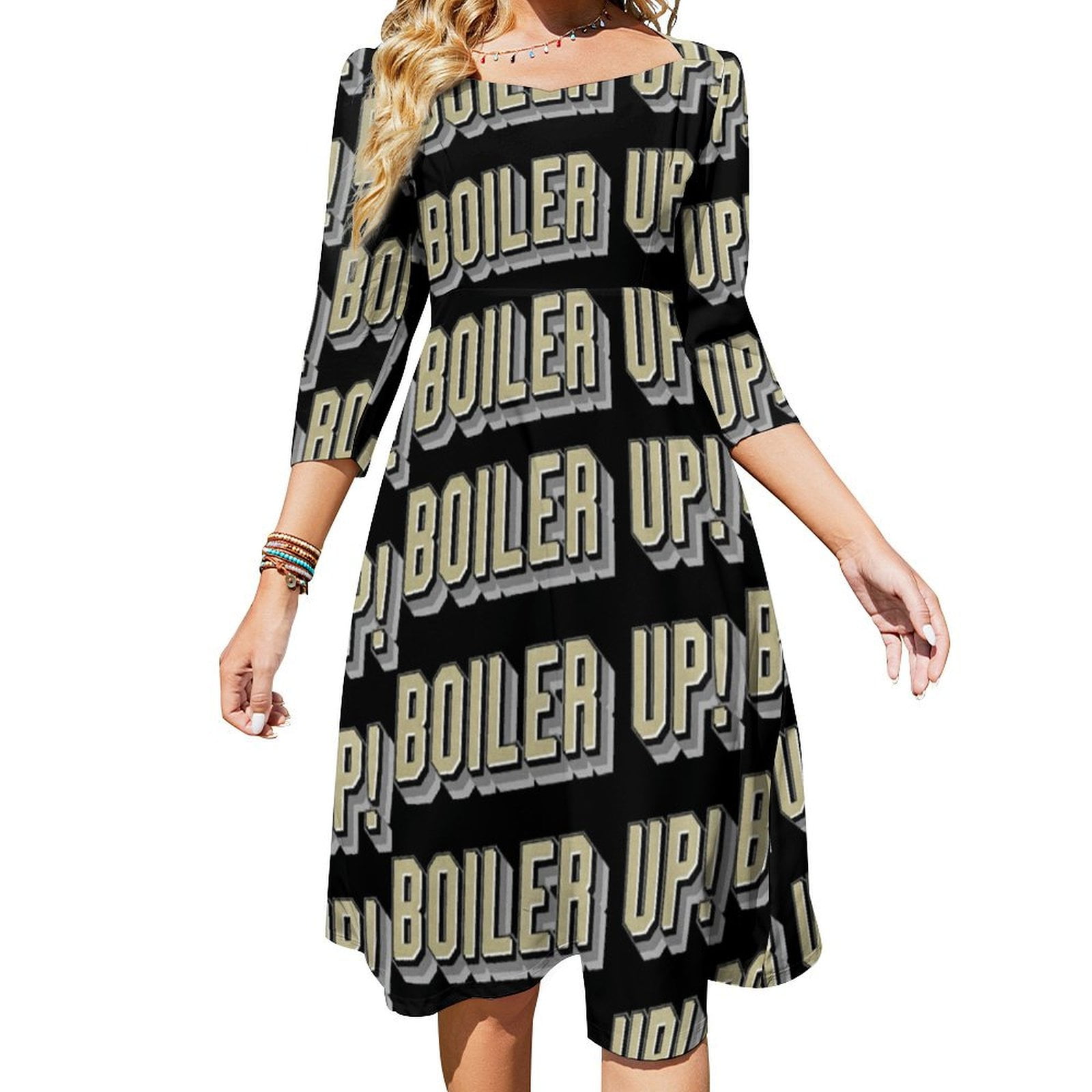 Boiler Up! Sweetheart Knot Flared Dress Fashion Design Large Size Loose ...
