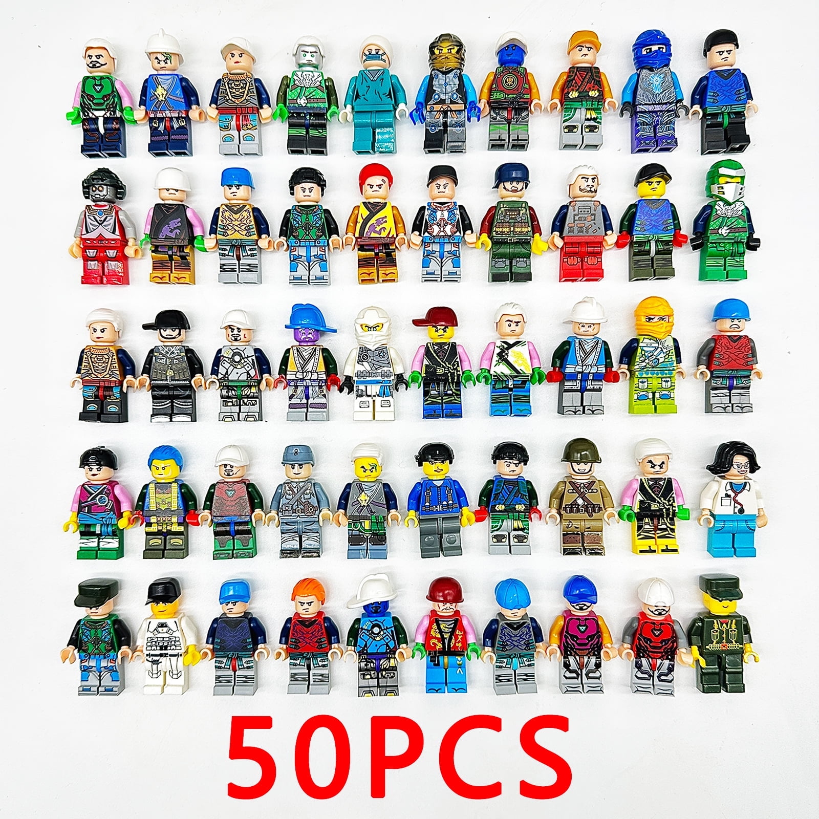 Boinkwe 50pcs Random Send Mini City Action Doll Figures Building Blocks ...