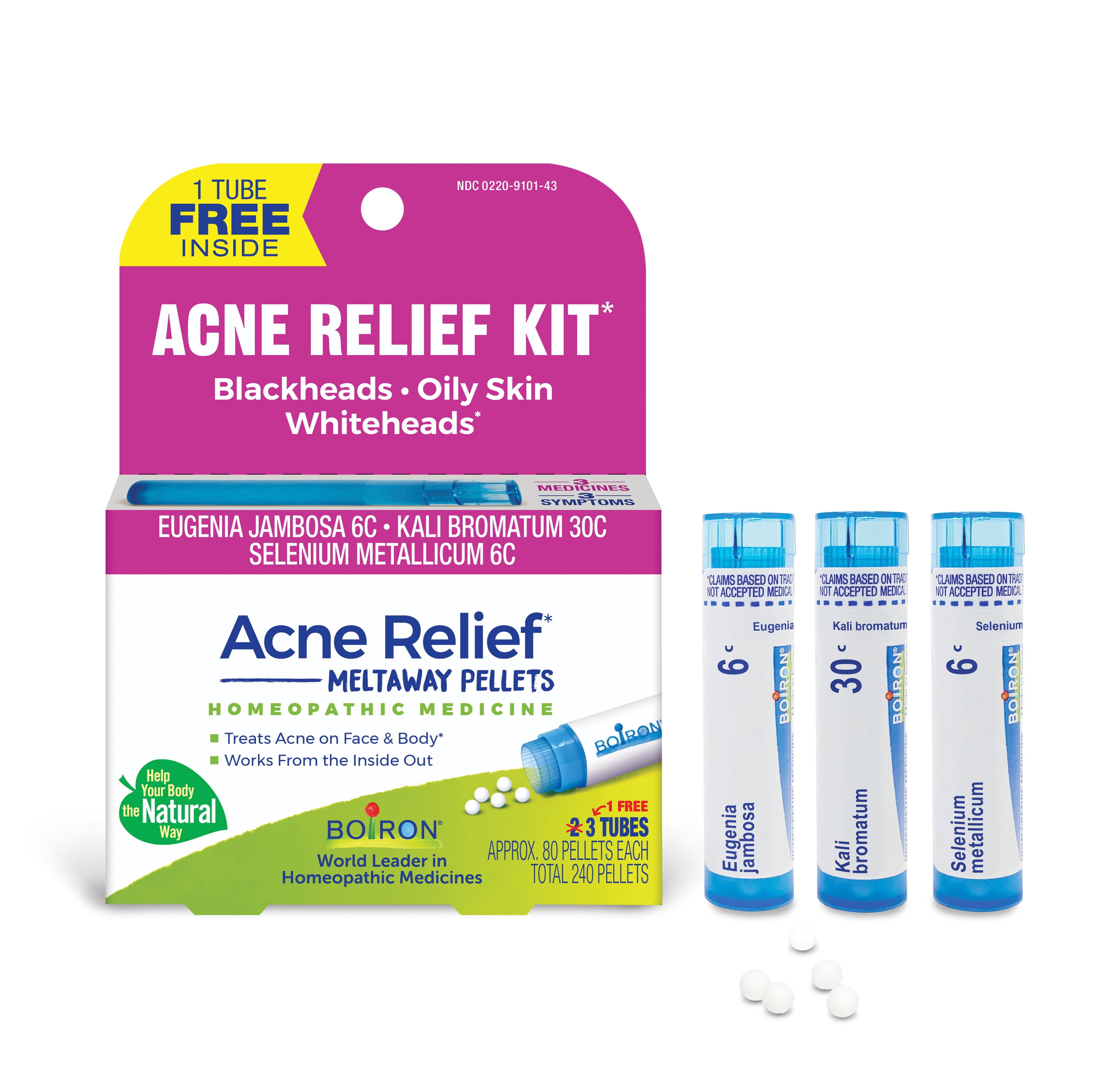 Boiron Acne Relief Kit, Homeopathic Treatment for Blackheads, Oily Skin ...