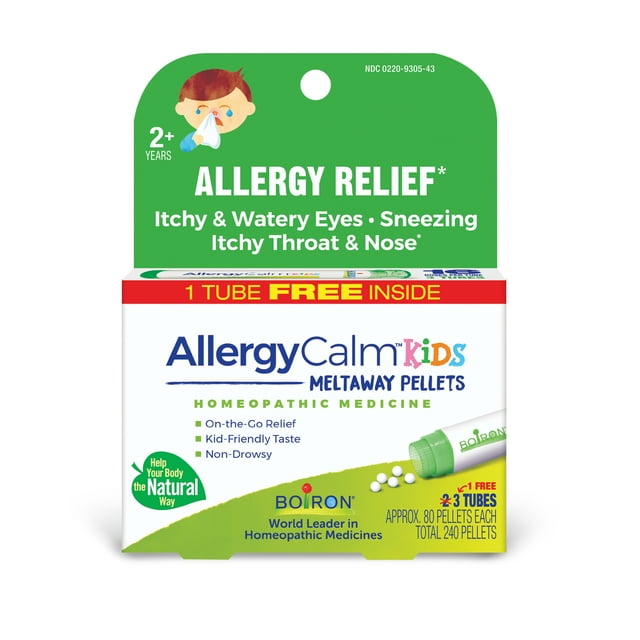 Boiron AllergyCalm Kids, Homeopathic Children's Medication for Allergy Relief, 3 x 80 Meltaway ...
