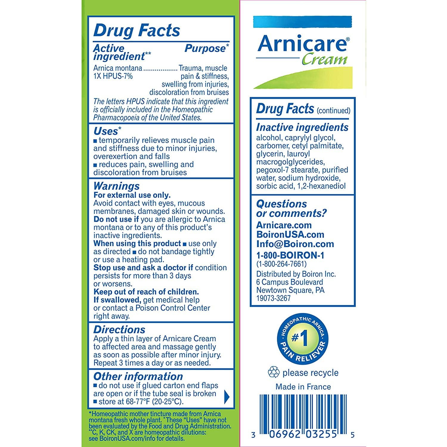 Boiron Arnicare Cream 1.33 oz Pack of 4 - Walmart.com