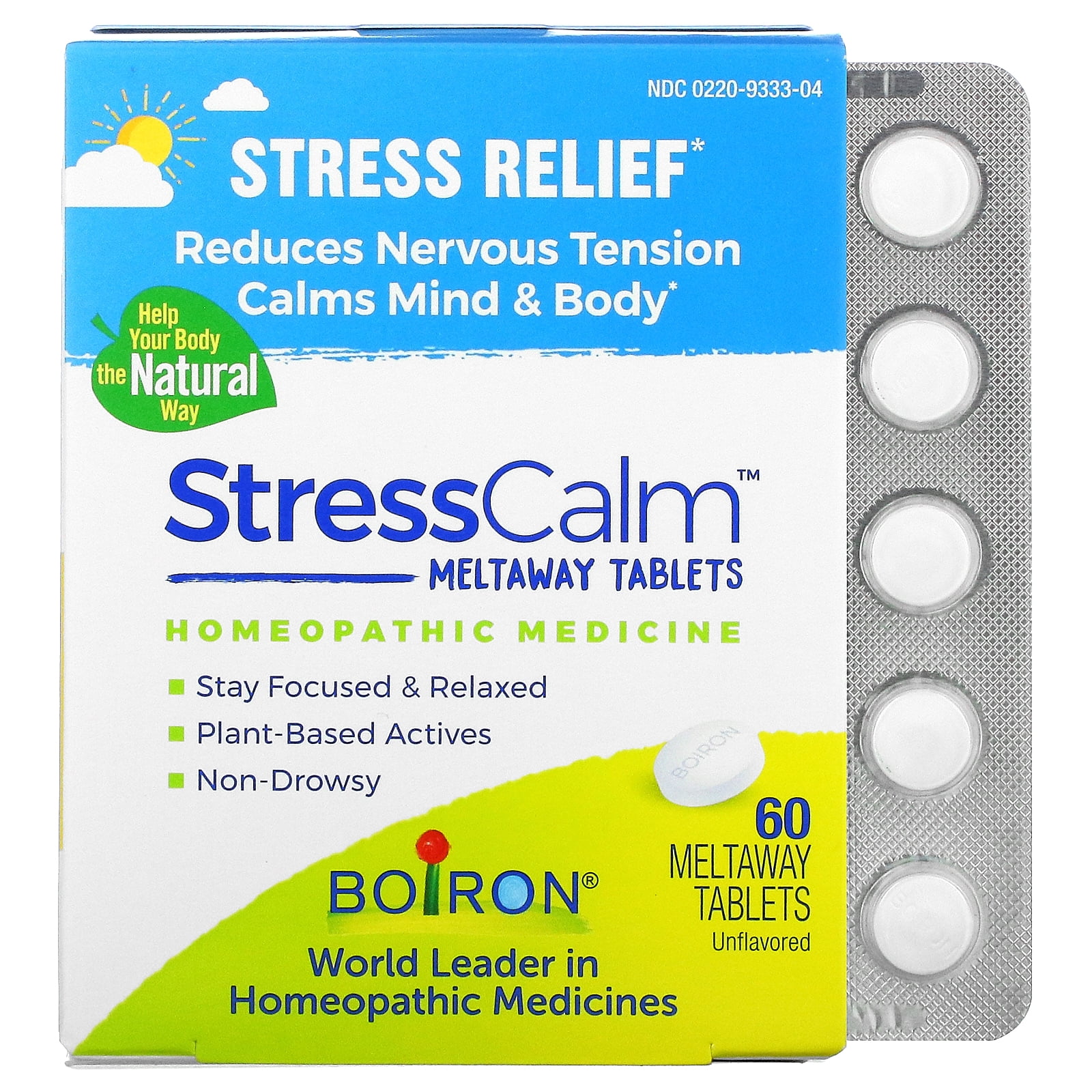 Boiron Stress Calm Meltaway Tablets, Homeopathic Stress Relief, Non ...