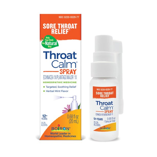 Boiron ThroatCalm Spray, Homeopathic Medicine for Sore Throat Relief, 0 ...