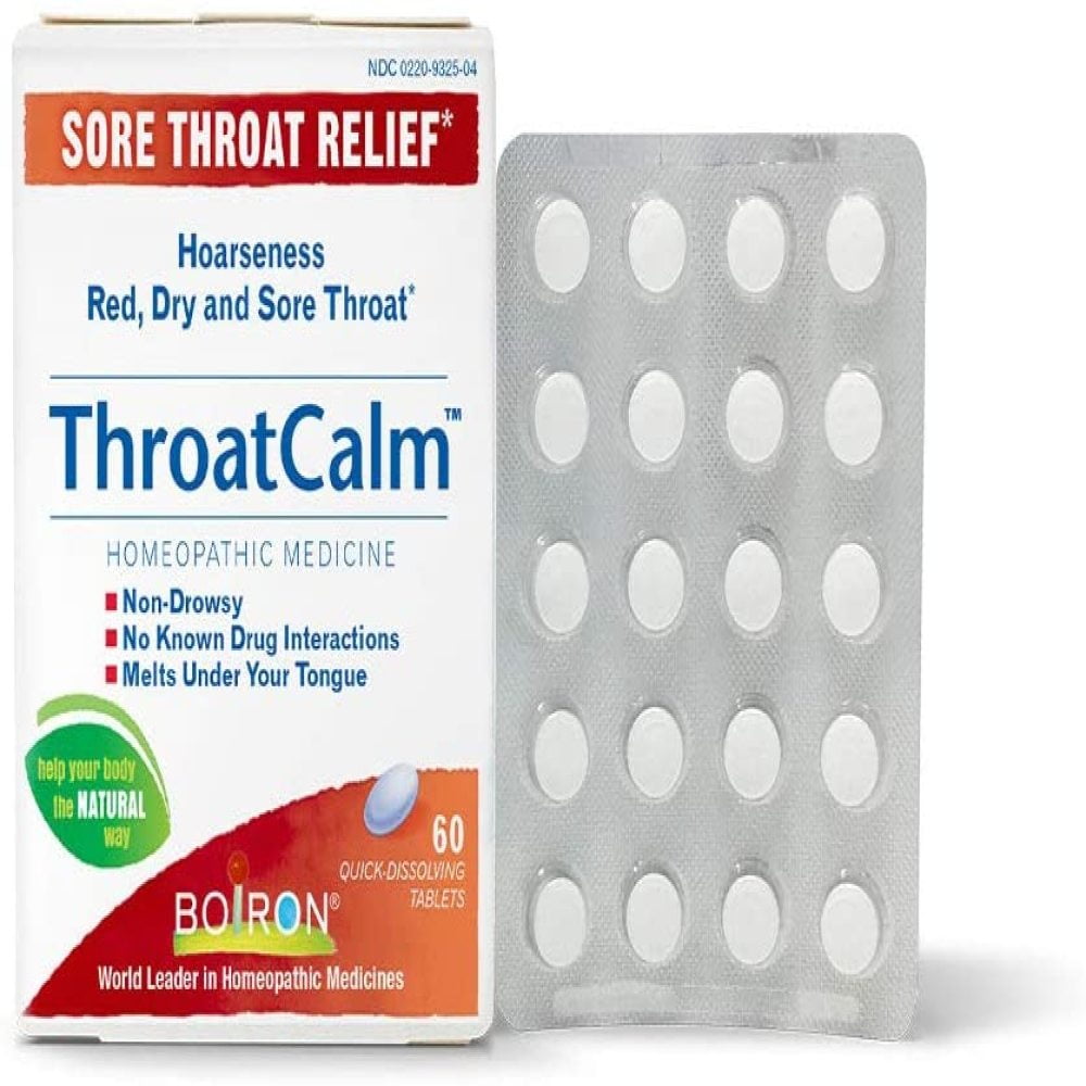 "Boiron Throatcalm Tablets for Sore Throat Relief, 60 Count" - Walmart.com