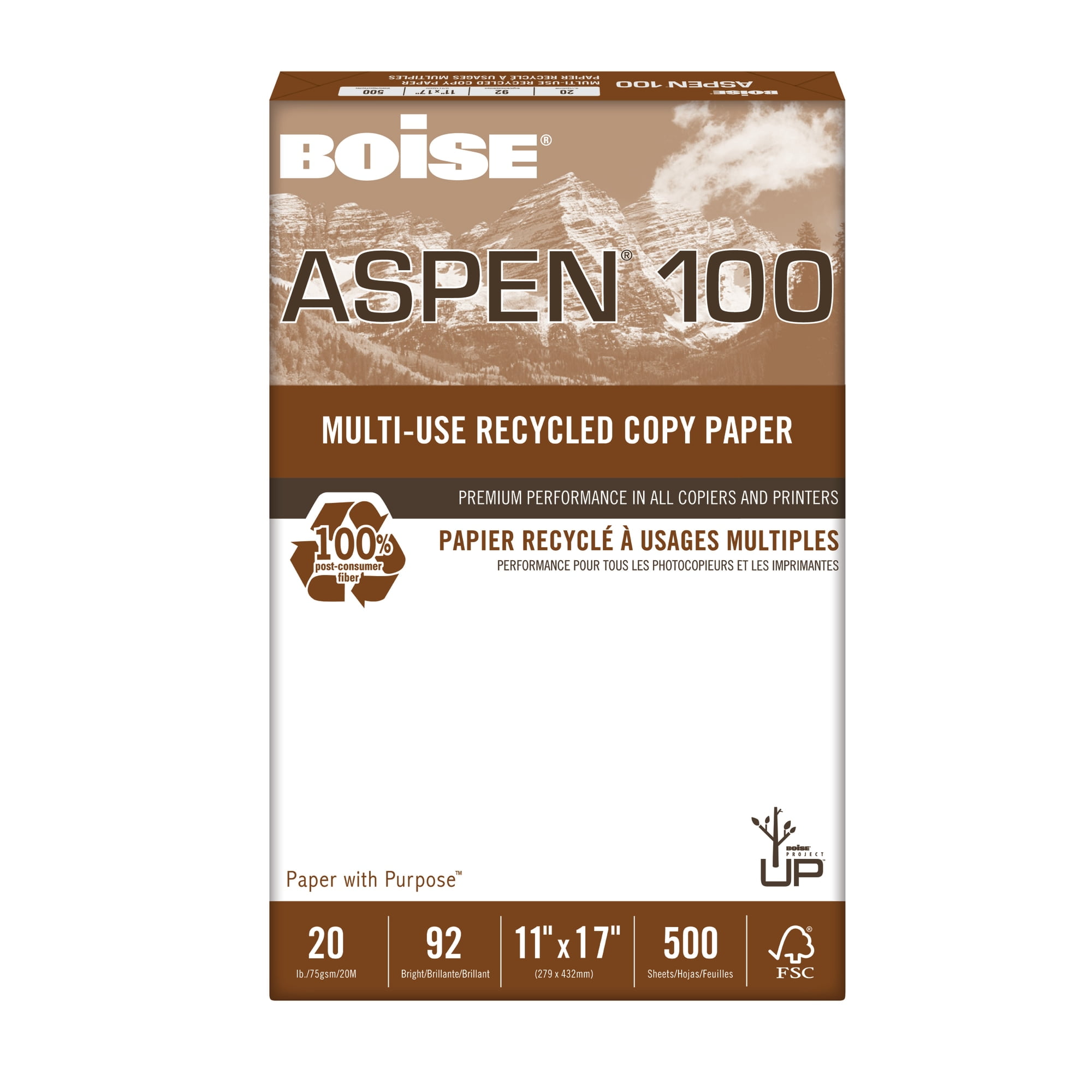 Boise® ASPEN® Multipurpose Paper, 100, Ledger Paper Size, 20 Lb, 100% ...