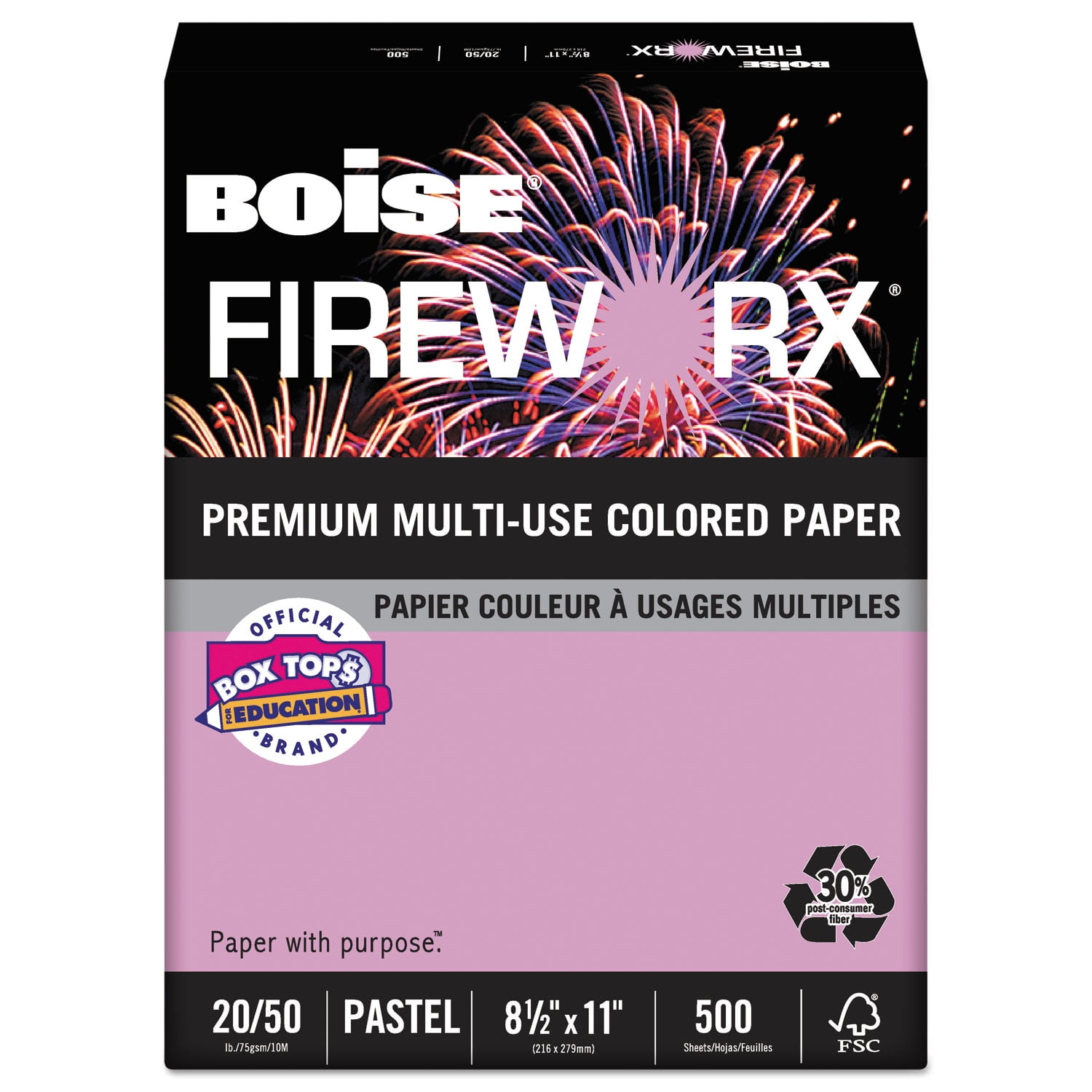 Boise FIREWORX Colored Paper20lb8-1/2 x 11Echo Orchid500 Sheets/Ream ...