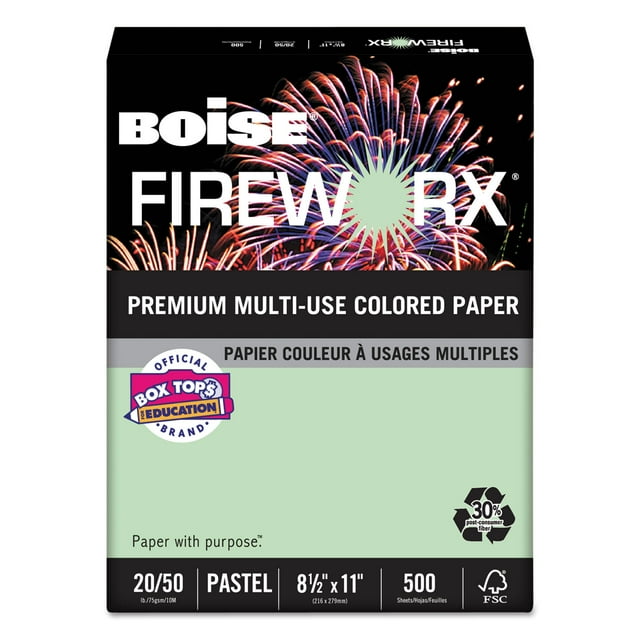 Boise FIREWORX Colored Paper 20lb 8-1/2 x 11 Popper-mint Green 500 ...