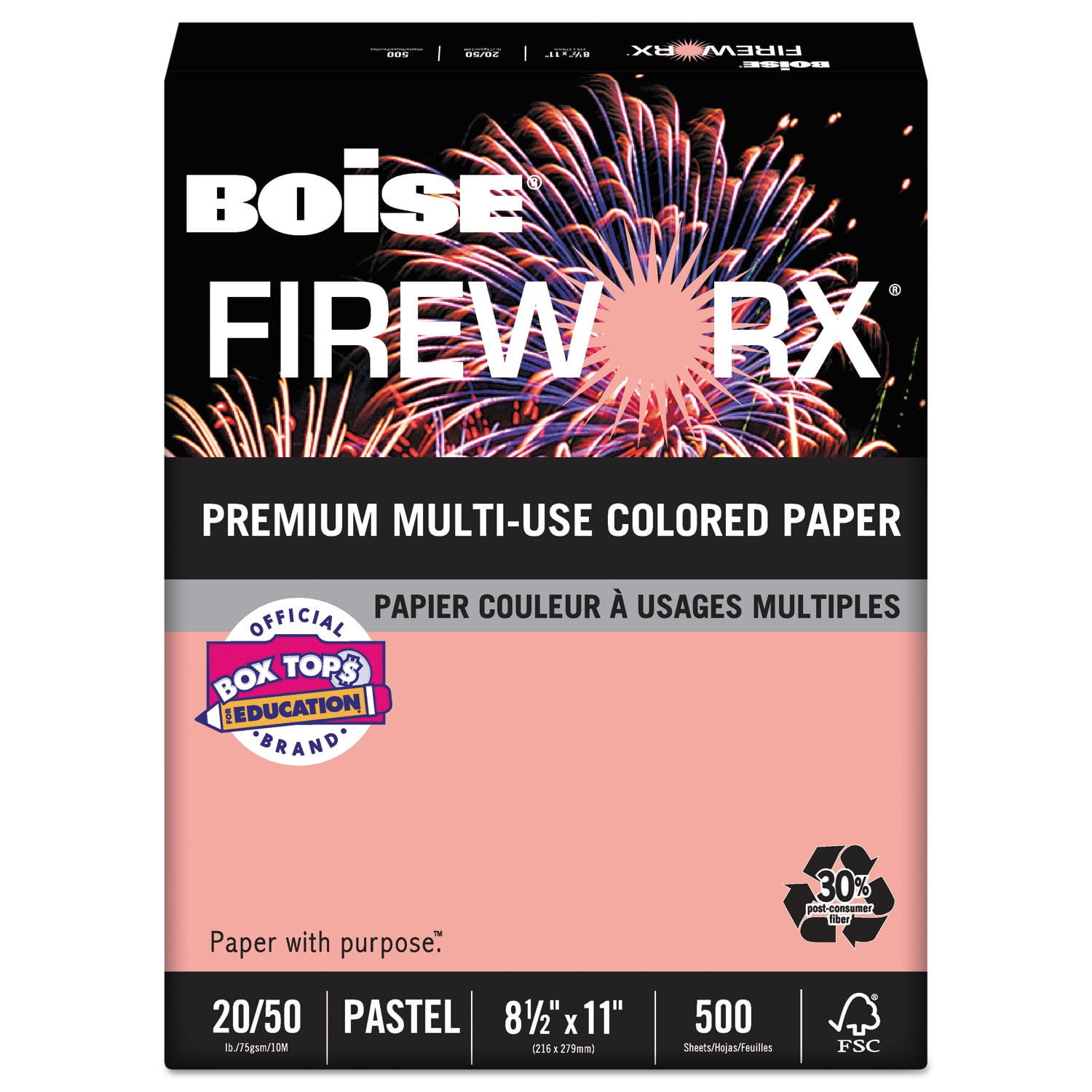 Boise Office Copy Printer Fireworx Premium Multi-Use Colored Paper, 8.5 ...