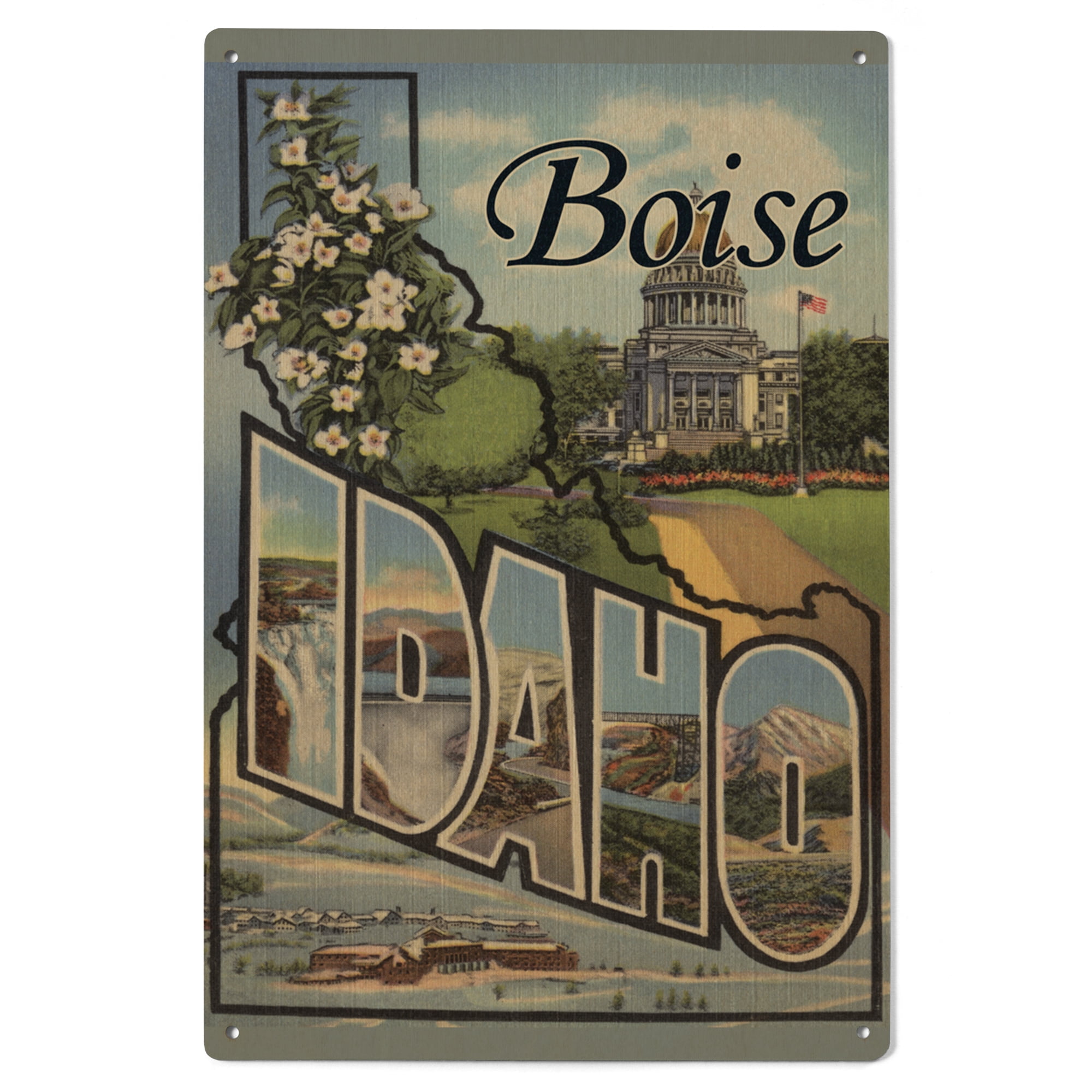 Boise, Idaho, Large Letter Scenes Birch Wood Wall Sign (6x9 Rustic Home ...