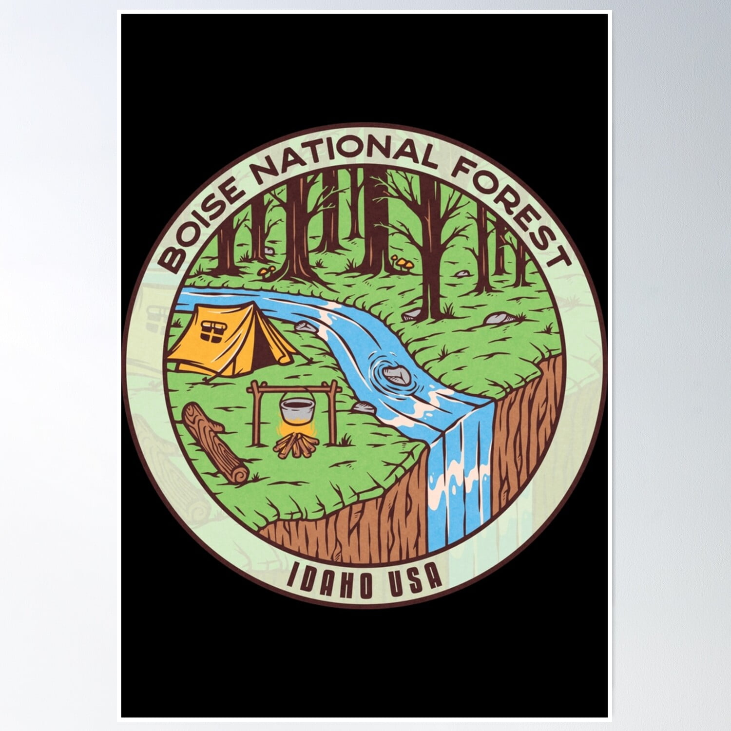 Boise National Forest River Camp Poster Wall Art, Modern Wall Decor ...
