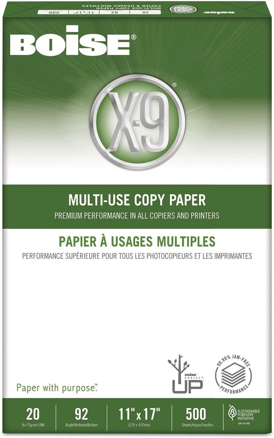 Boise OX9007 X-9 Multi-Use Copy Paper, 92 Bright, 20lb, 11 x 17, White ...