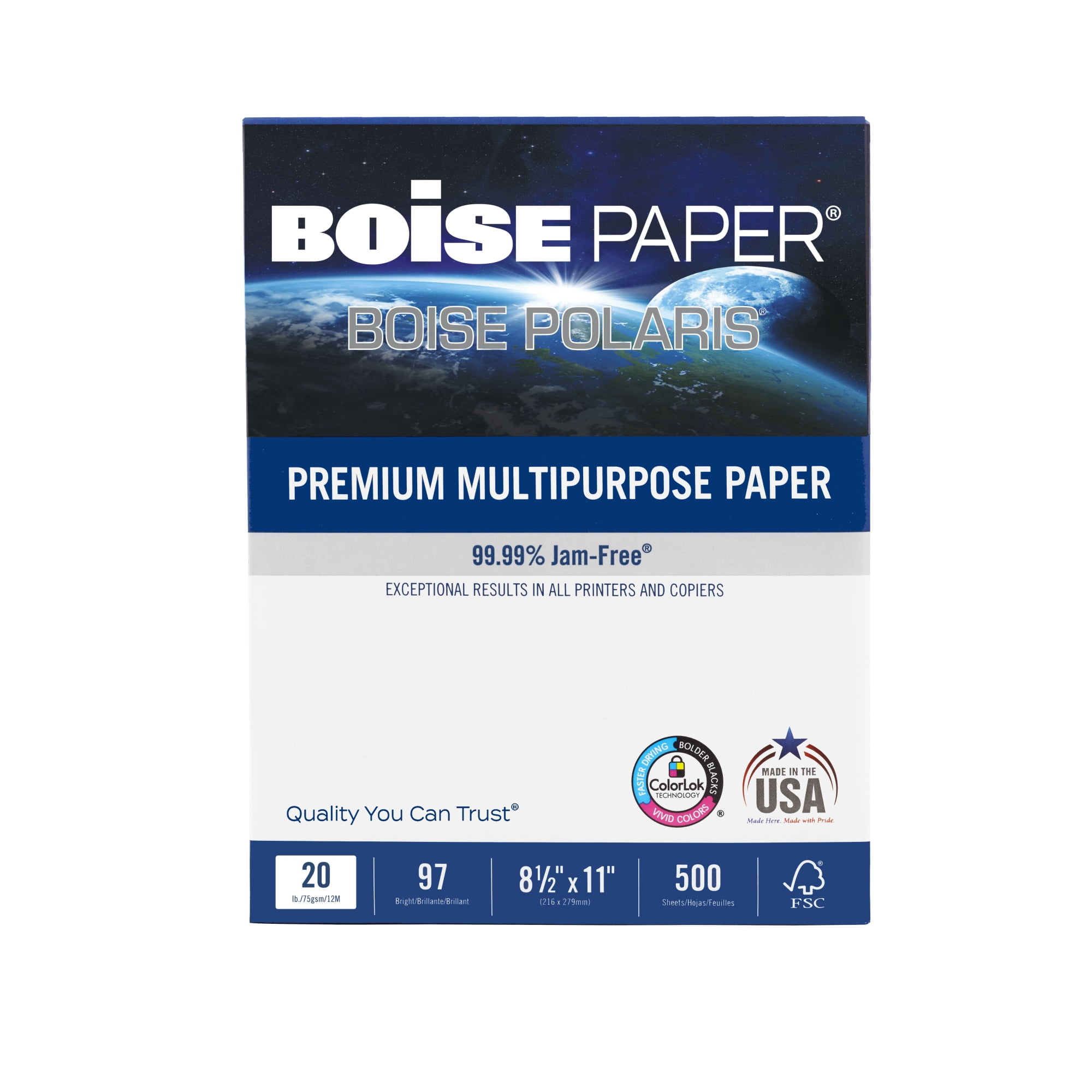 Boise® POLARIS® Premium Multi-Use Printer & Copy Paper, White, Letter ...