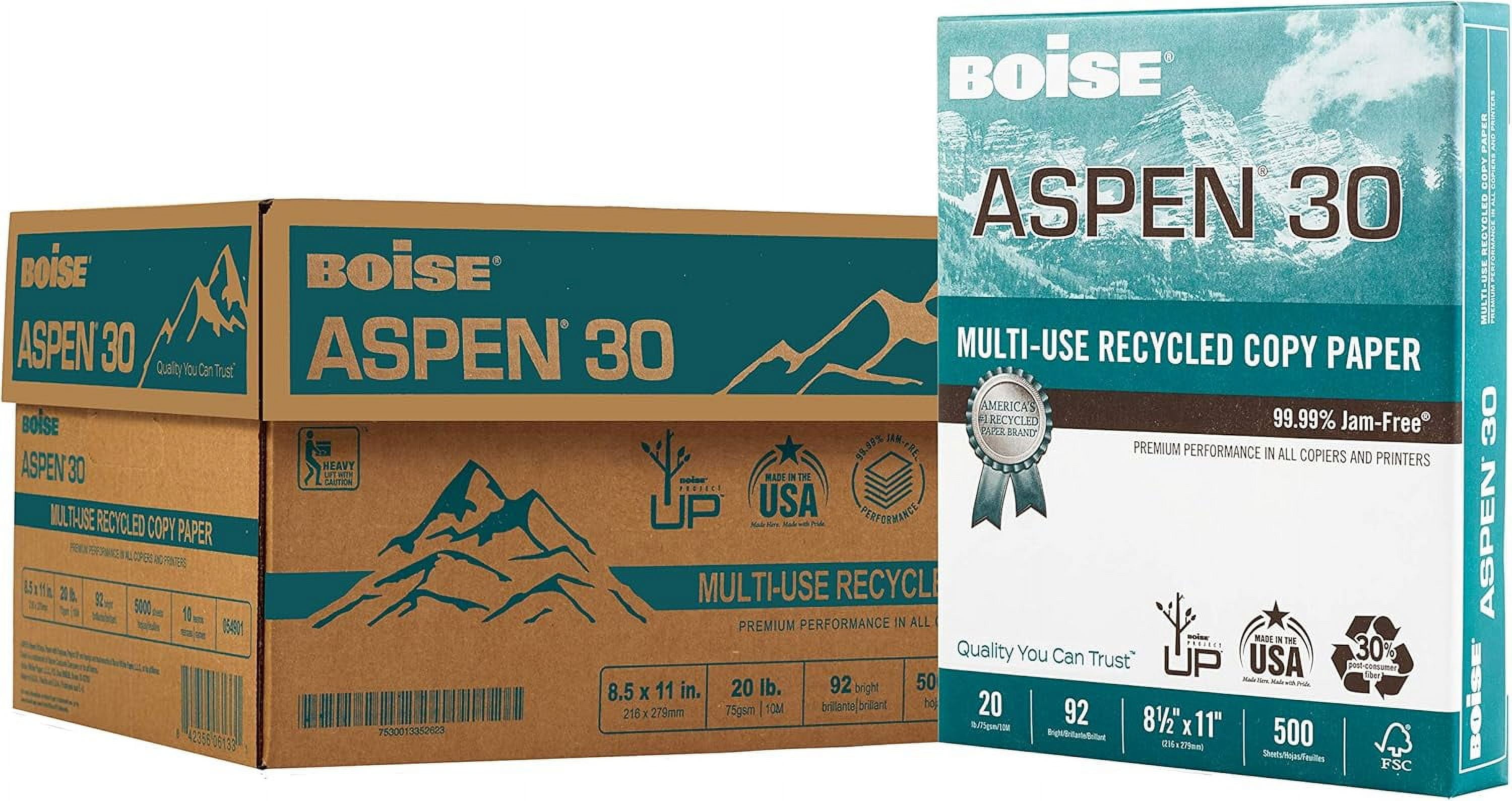 Boise Paper 30% Recycled Multi-Use Copy Paper, 8.5" x 11" Letter, 92 ...