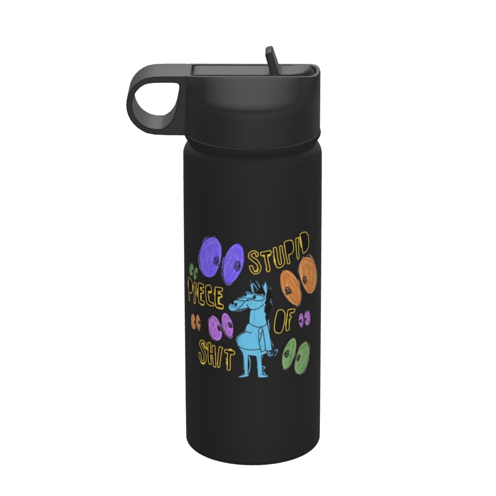 Bojack Horseman Insulated Water Bottle, 18oz, With Straw Cap, Stainless ...