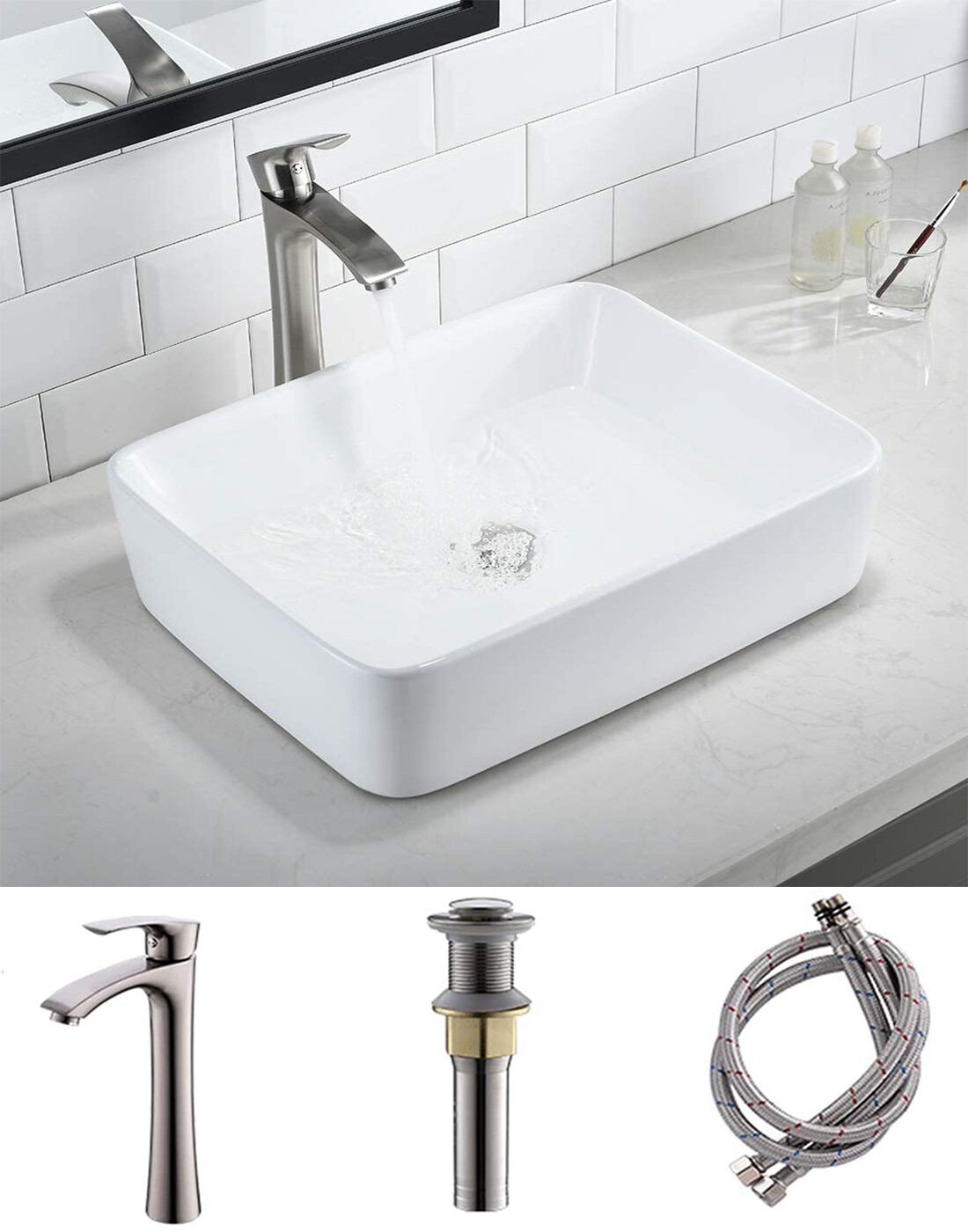 DeerValley DV-1V0002 Bathroom Vessel Sink 19" Retangular Vanity Sink ...