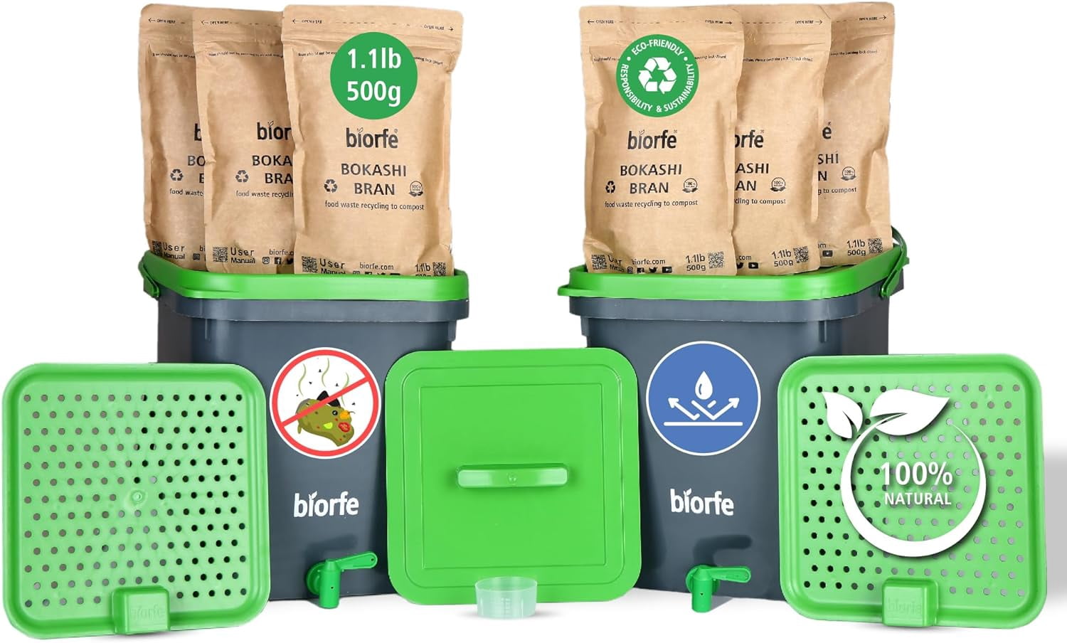 Bokashi Compost Starter Kit 2 Bucket All Seasons Bokashi Bran - Indoor ...