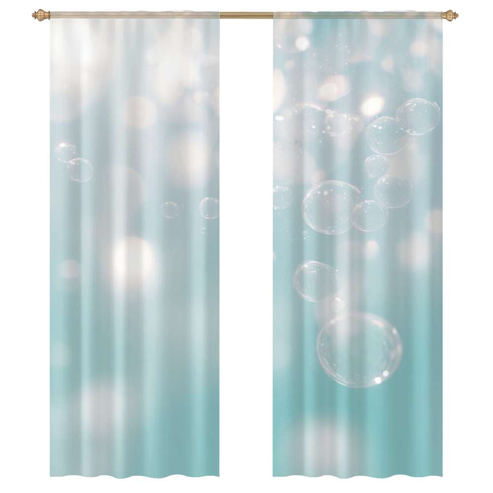 Bokeh Aqua Background Sheer Voile Curtain Window Tulle Curtains For ...