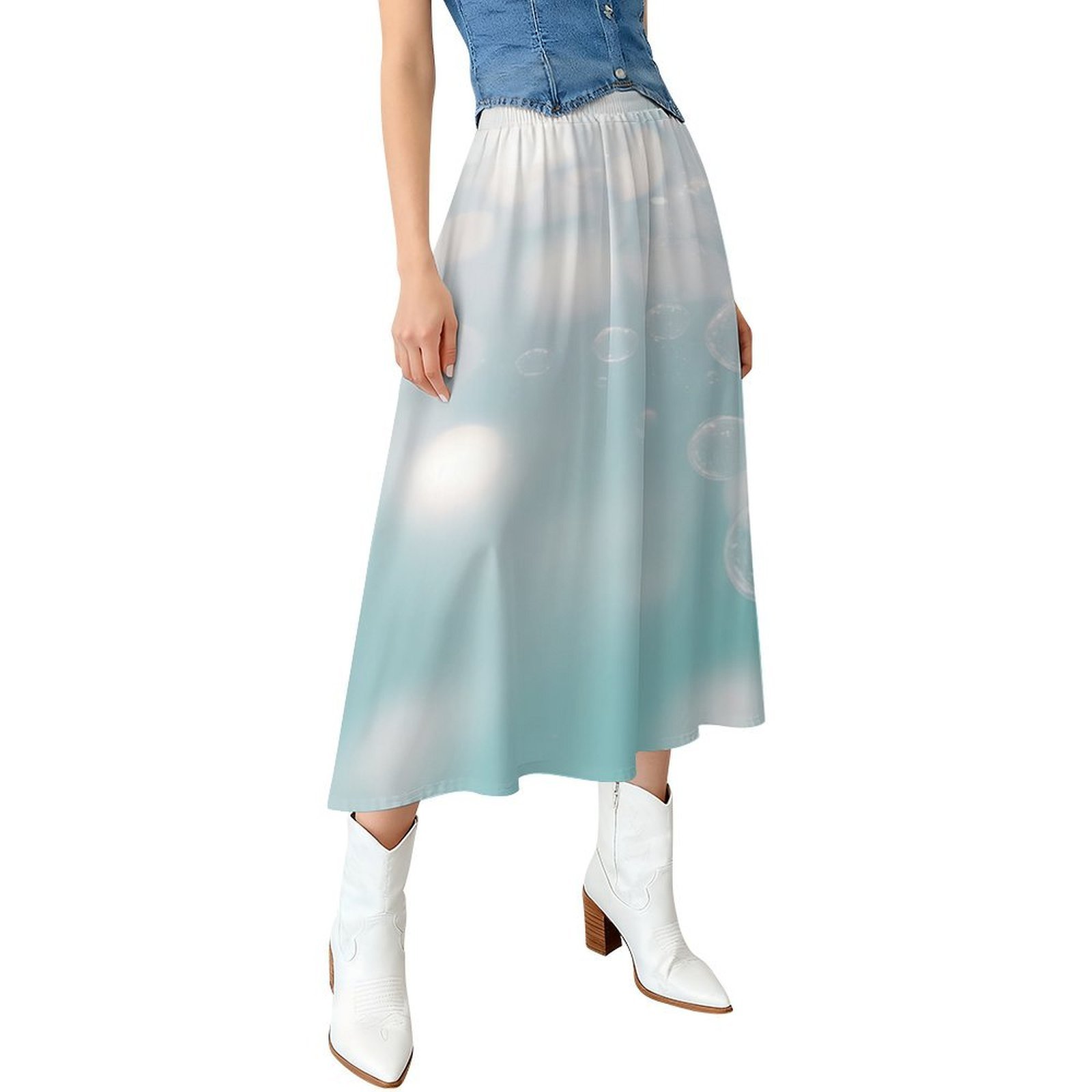 Bokeh Aqua Background Women High Waist Midi Skirt Elegant Midi Skirt ...
