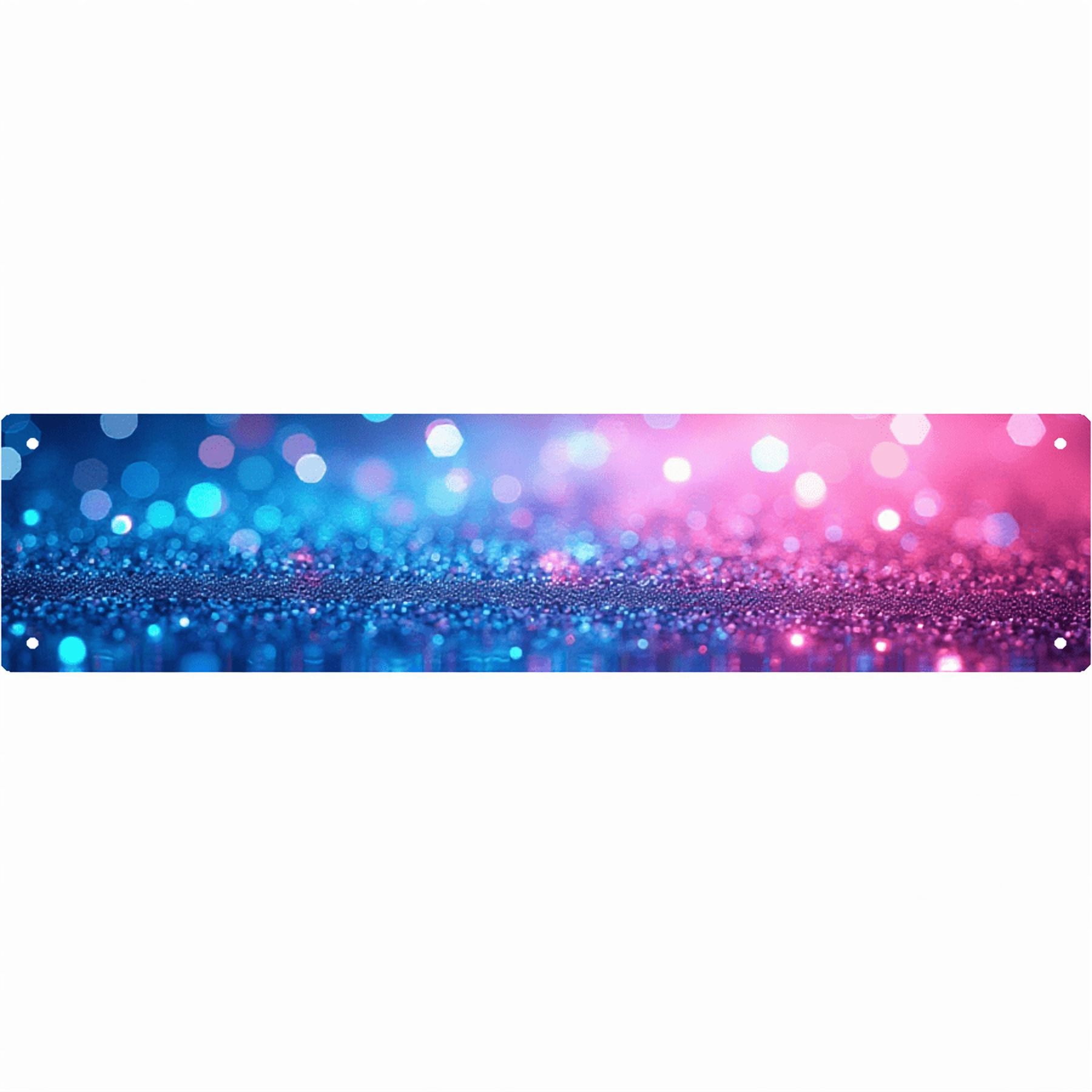 Bokeh Glitter Metal Sign 16x4 Inches Blue Pink Bokeh Graphic Wall Decor ...