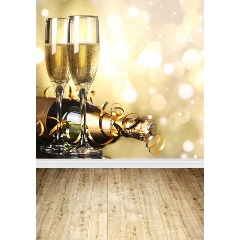 Bokeh Photography Backdrops Wine Glass Bottle Champagne Wooden Floor ...