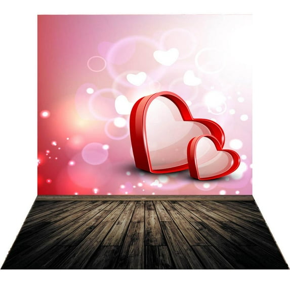 Bokeh Pink Rose Heart 3D Photography Background for Photo Studio Valentines Photoz Vinyl ...