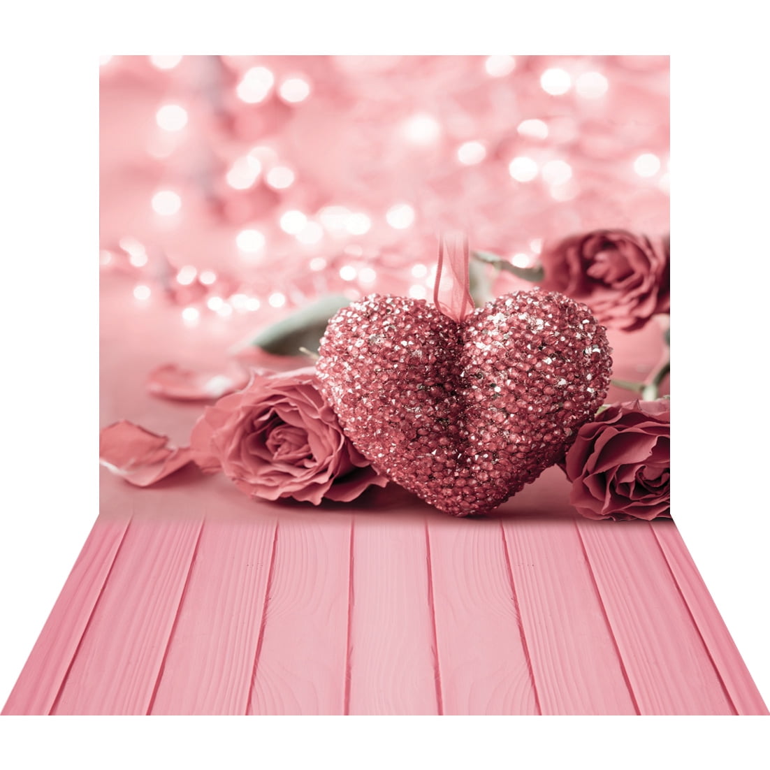 Bokeh Pink Rose Heart 3D Photography Background for Photo Studio ...