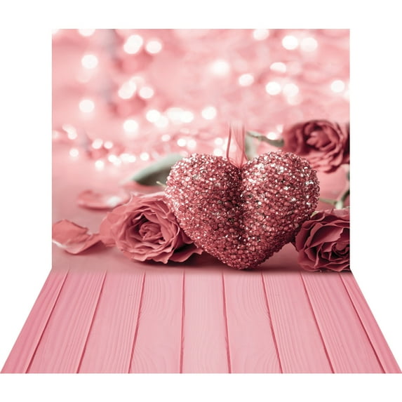 Bokeh Pink Rose Heart 3D Photography Background for Photo Studio Valentines Photoz Vinyl ...