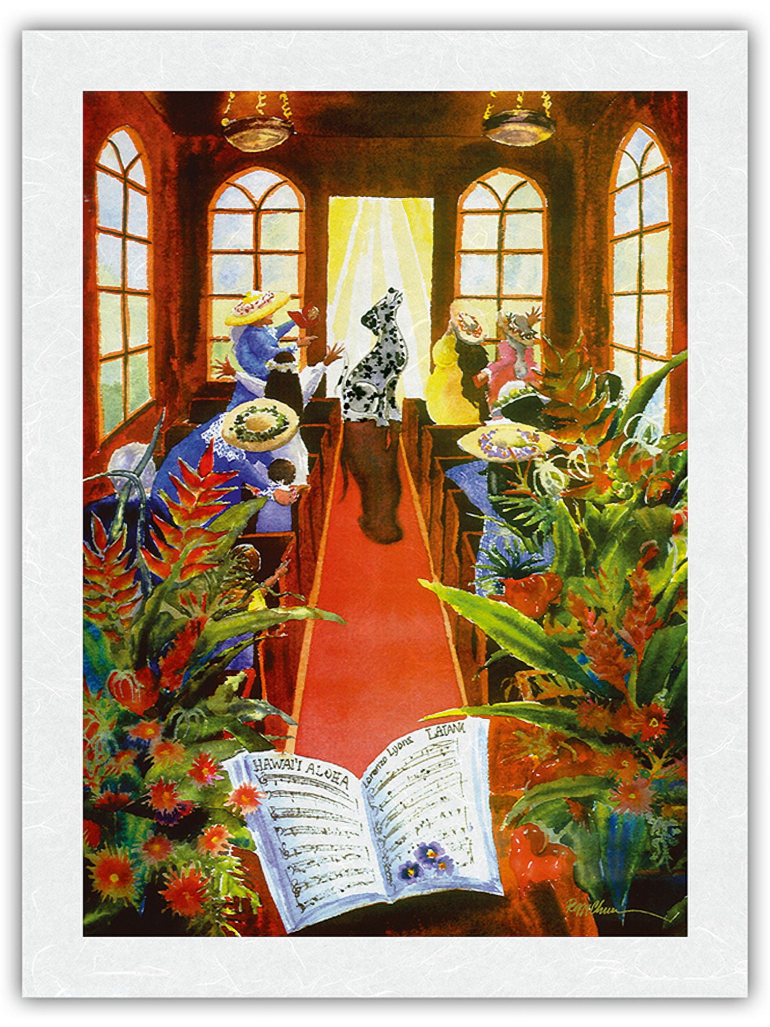 Boki - Hawaiian Dog Leads (ka’i) the Churchgoers - From an Original ...