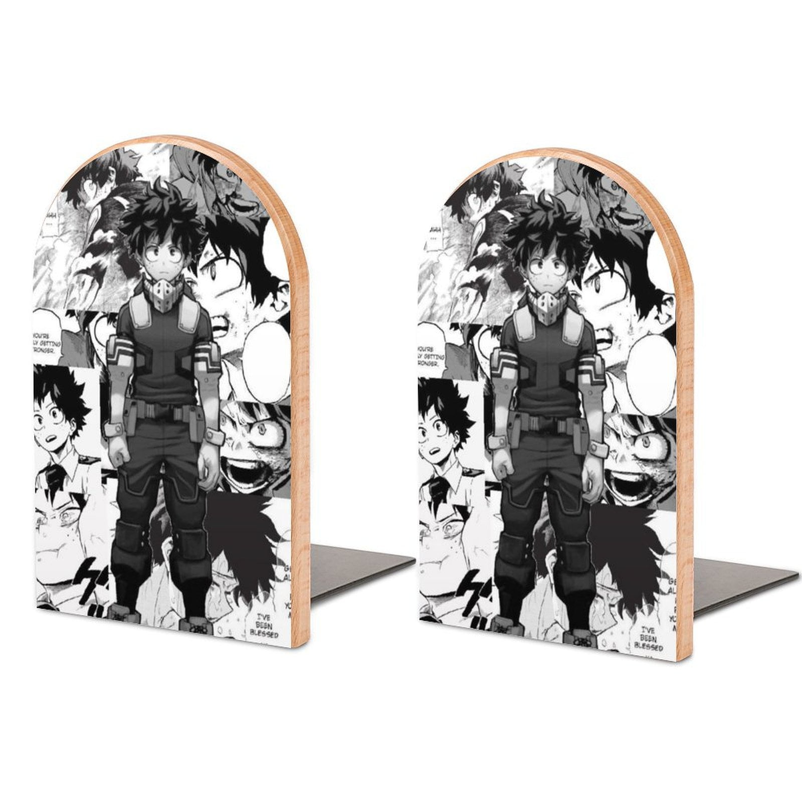 Boku My Hero Academia Bookends Wood Book Divider Decor Shelves Non-Skid ...