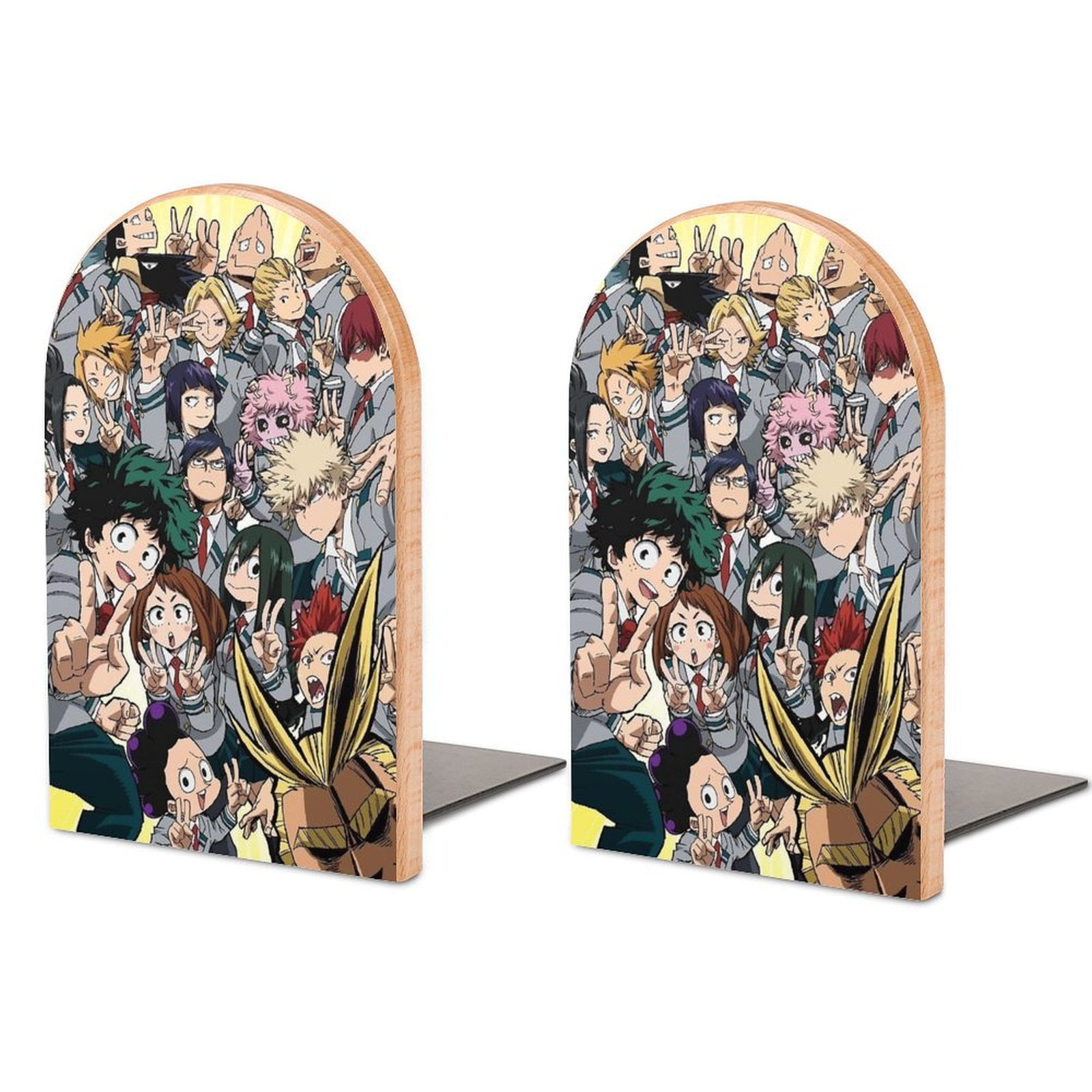 Boku My Hero Academia Bookends Wood Book Divider Decor Shelves Non-Skid ...