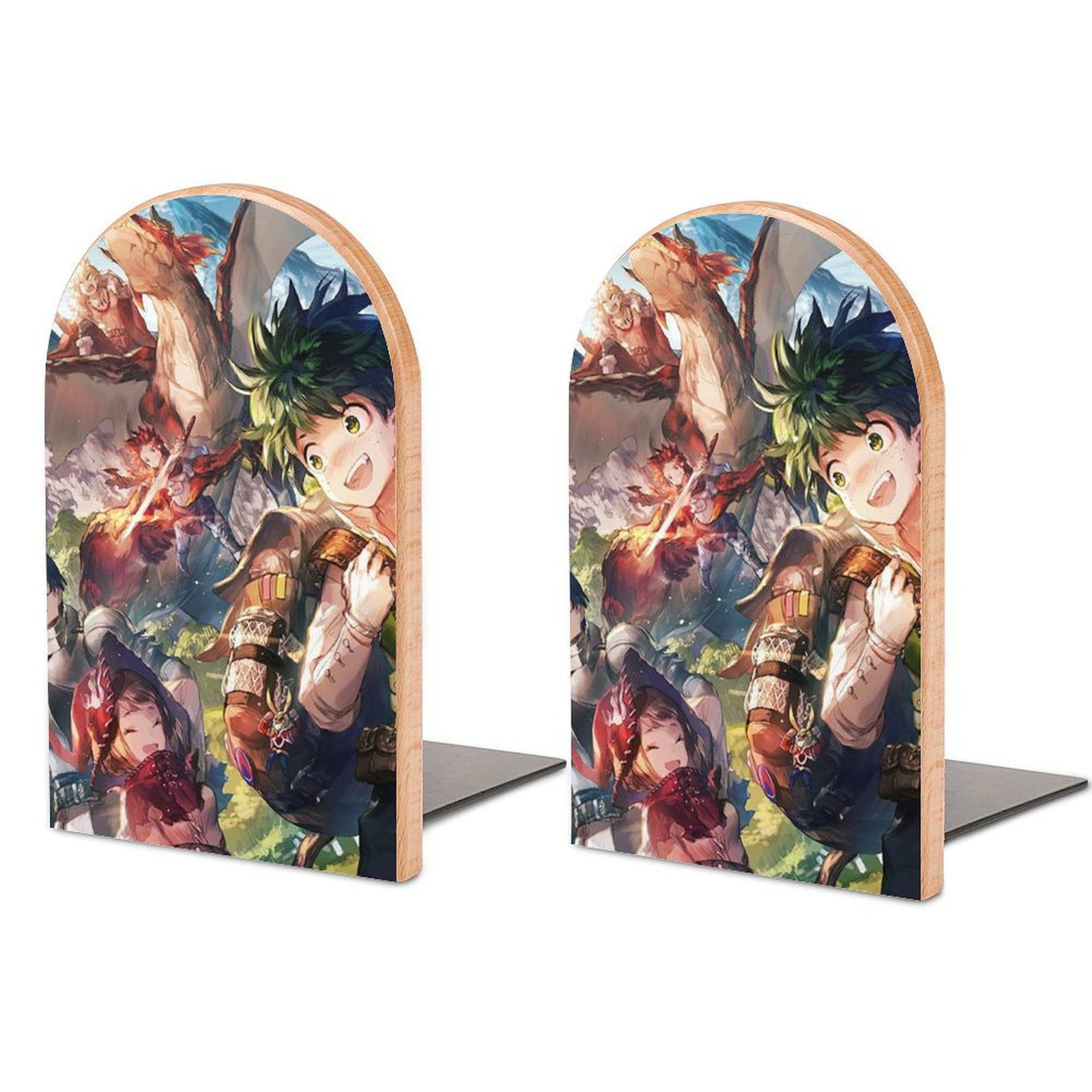 Boku My Hero Academia Bookends Wood Book Divider Decor Shelves Non-Skid ...