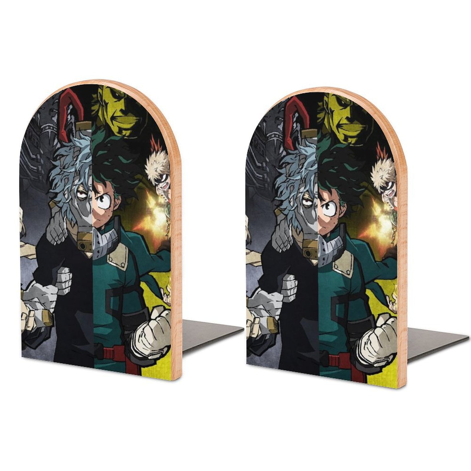 Boku No Hero Anime Bookends Wood Book Divider Decor Shelves Non-Skid ...