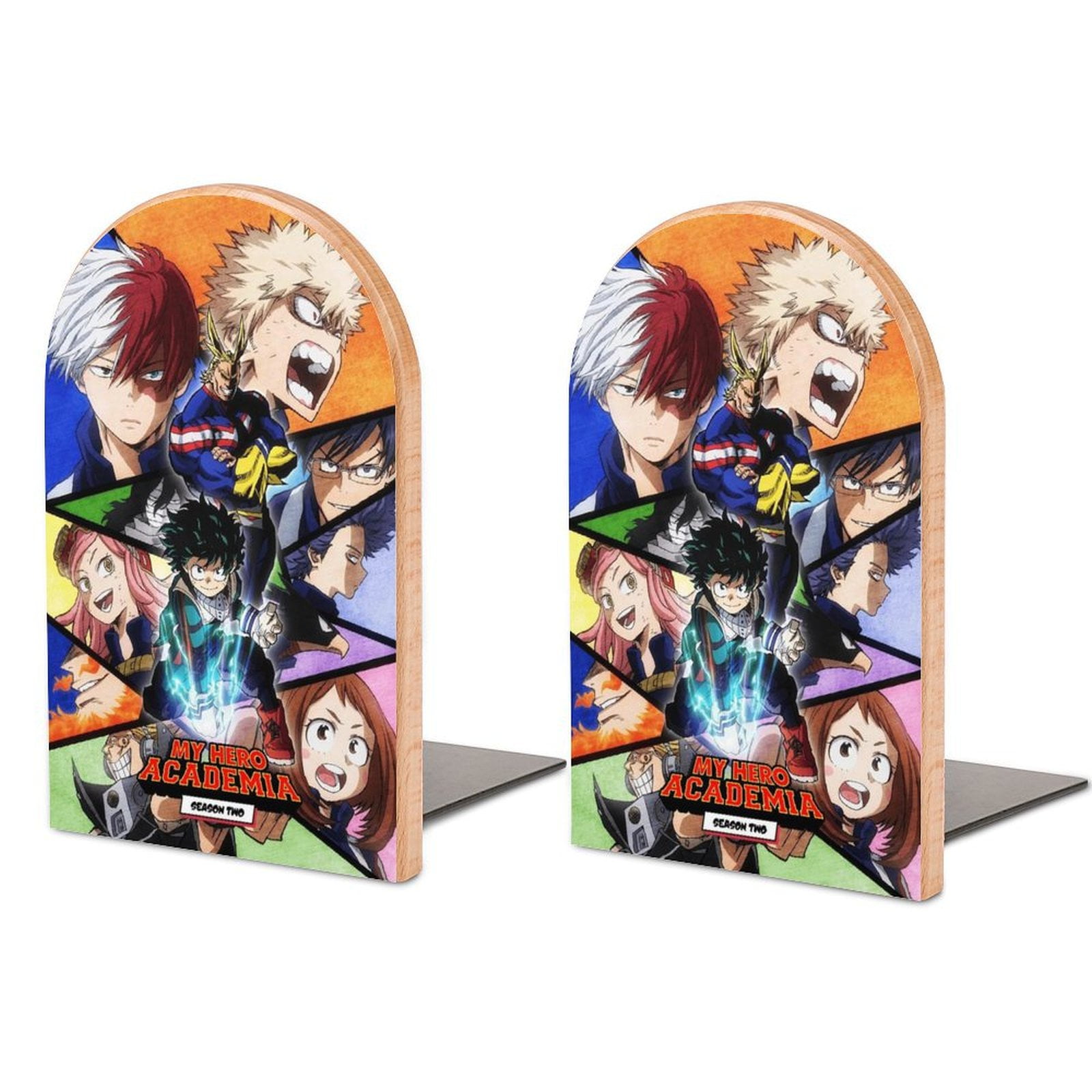Boku No Hero Mha Academia Bookends Wood Book Divider Decor Shelves Non ...