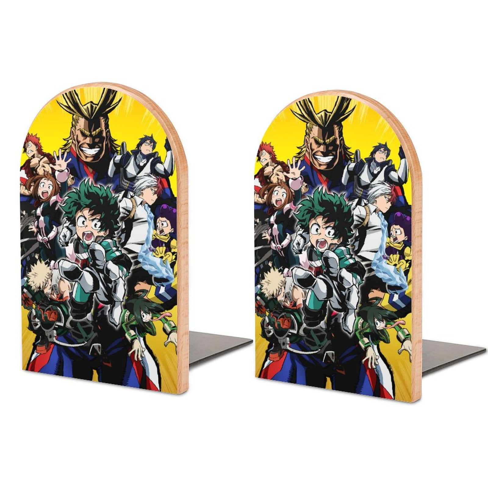 Boku No Hero Mha Bookends Wood Book Divider Decor Shelves Non-Skid Book ...