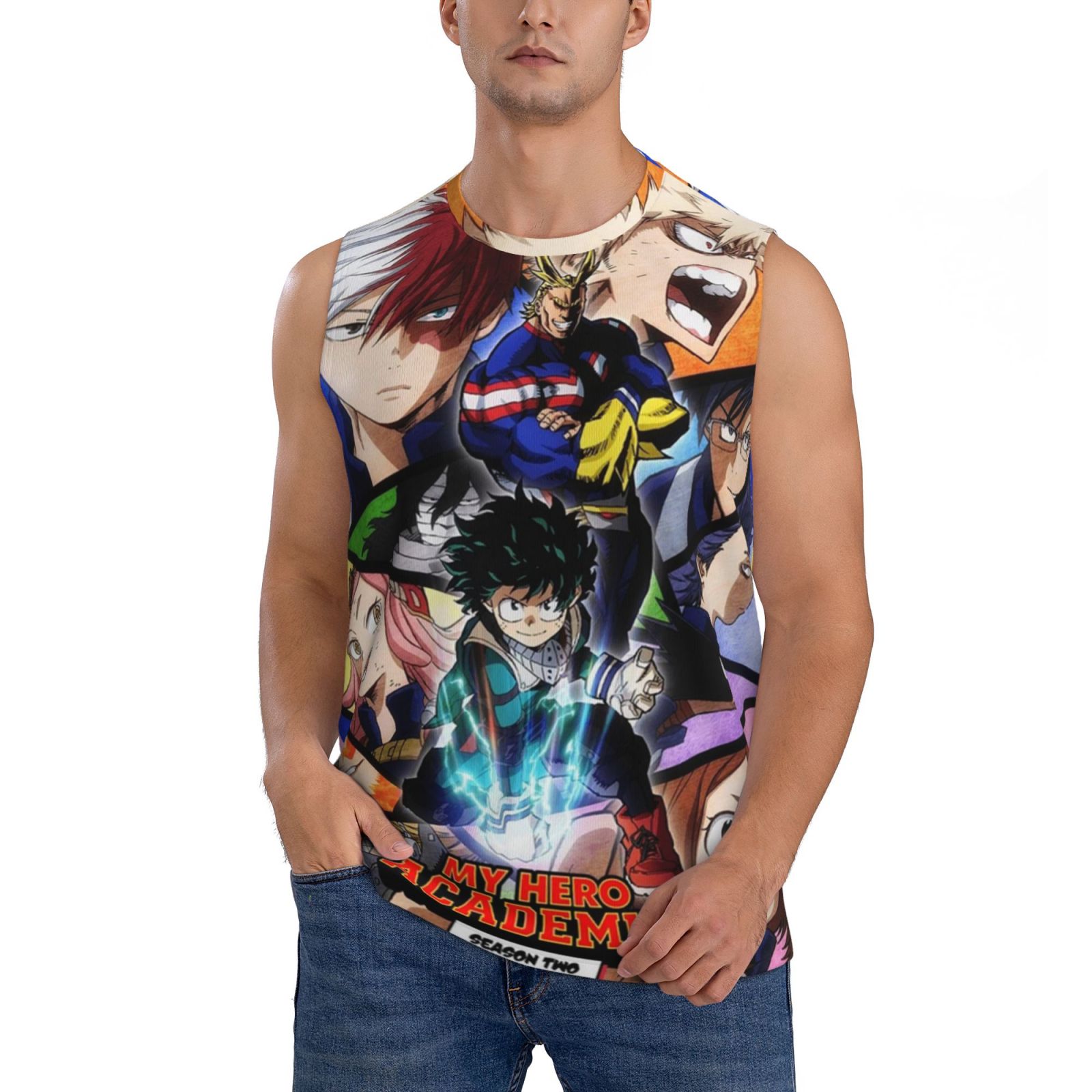 Boku no Hero Mha Academia Men's Tank Top Lightweight Summer Sleeveless ...