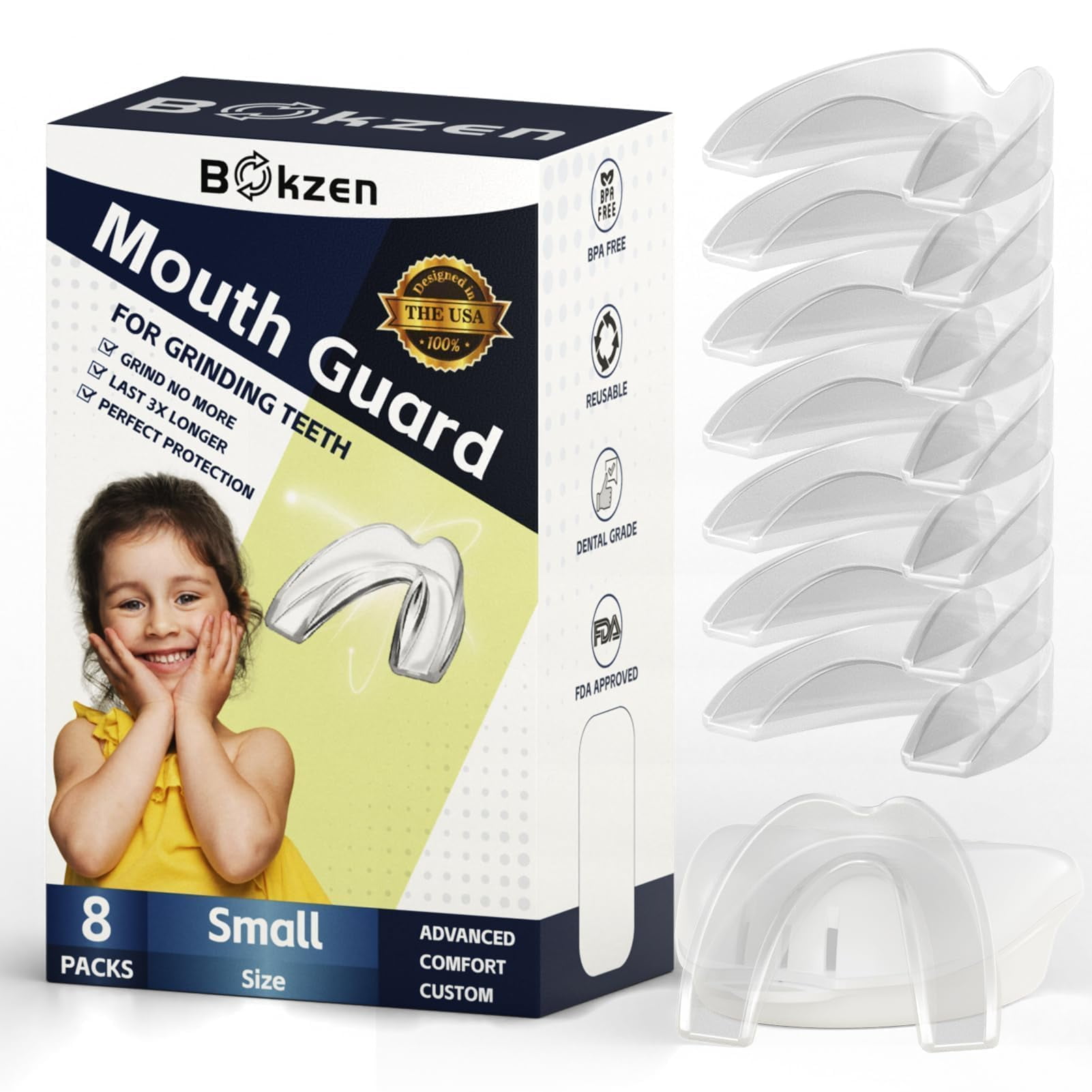 Bokzen Kids Mouth Guard AIF9 for Teeth Grinding,Pack 8, Comfortable ...