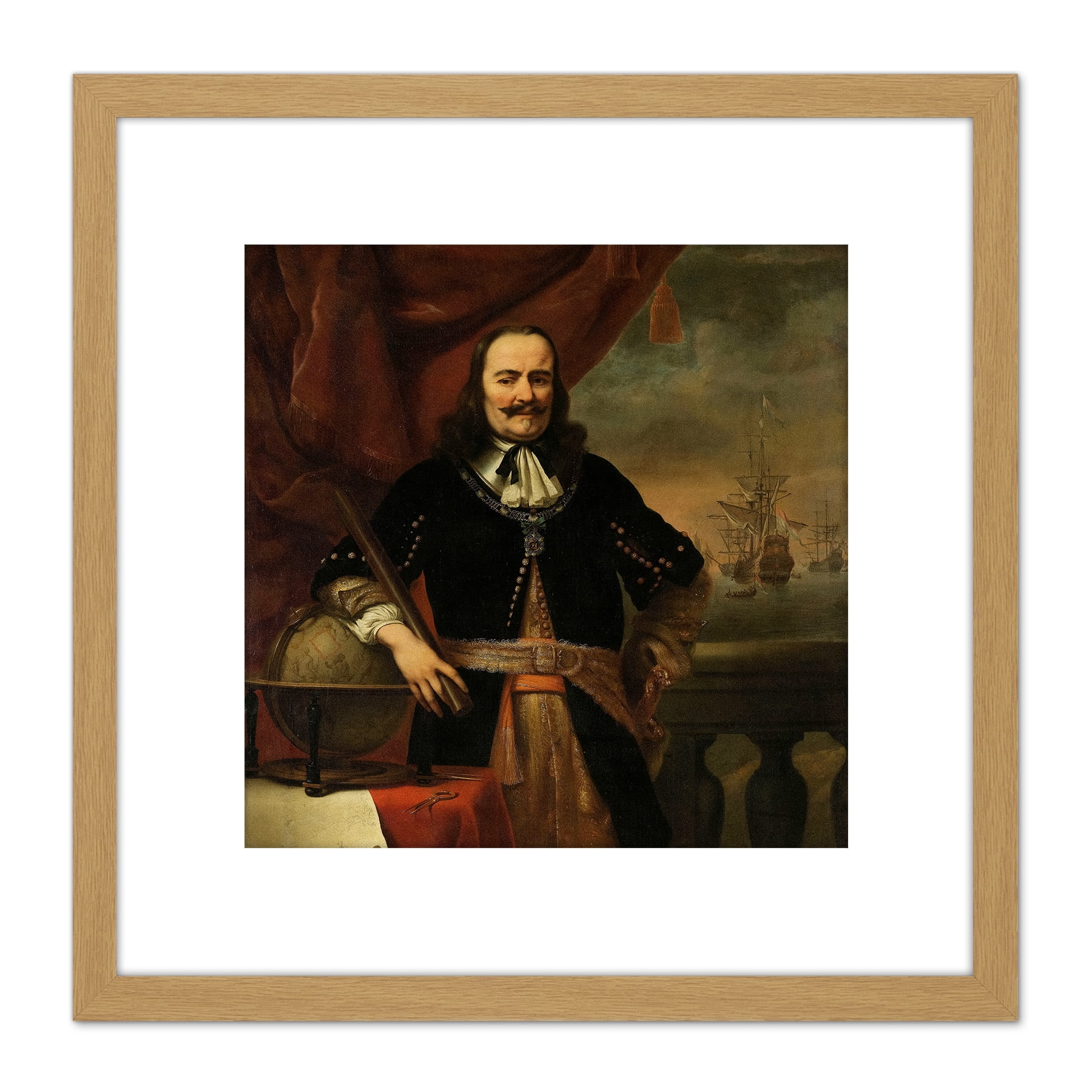 Bol Michiel De Ruyter Lieutenant Admiral Painting 8X8 Inch Square ...